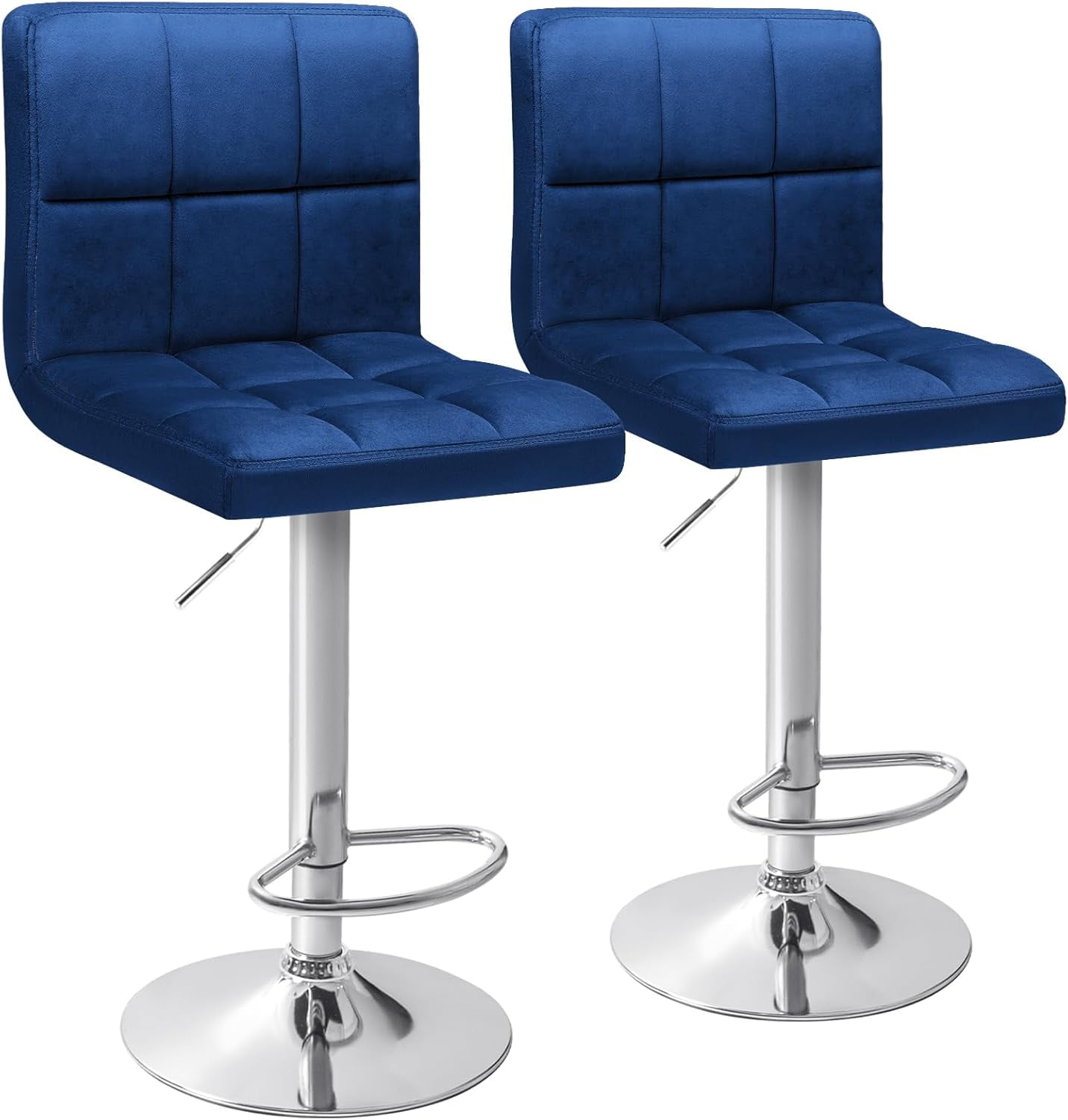 NovaCraft Bar Stools Modern Velvet Adjustable Swivel Barstools, Armless Hydraulic Kitchen ...