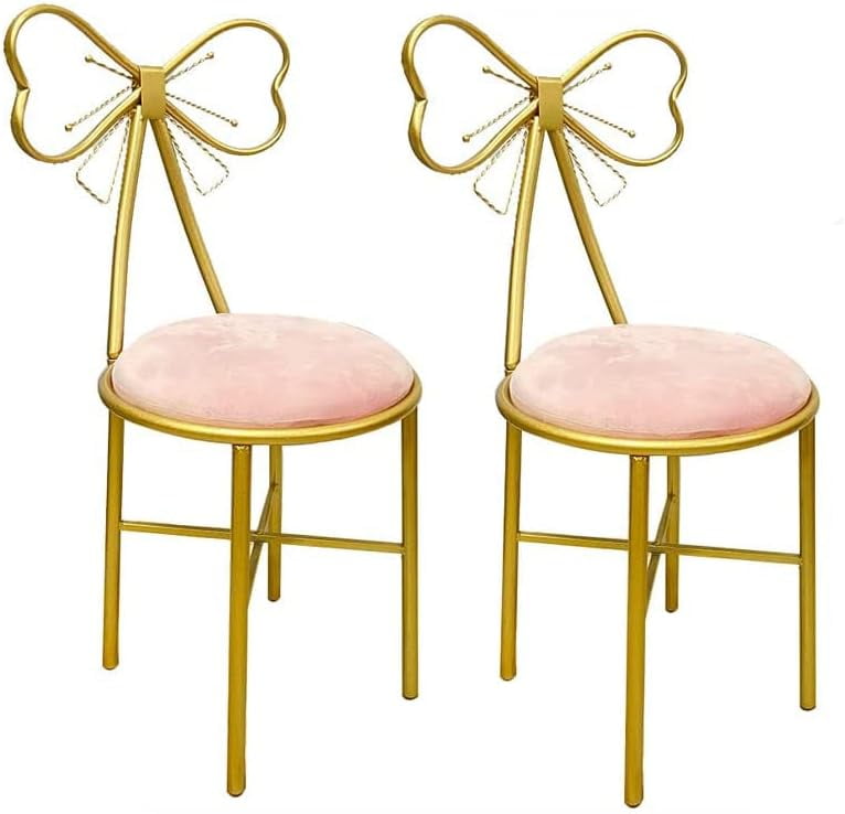 NovaCraft Bow Vanity Chair Set of 2, Makeup Bedroom Wrought Iron ...