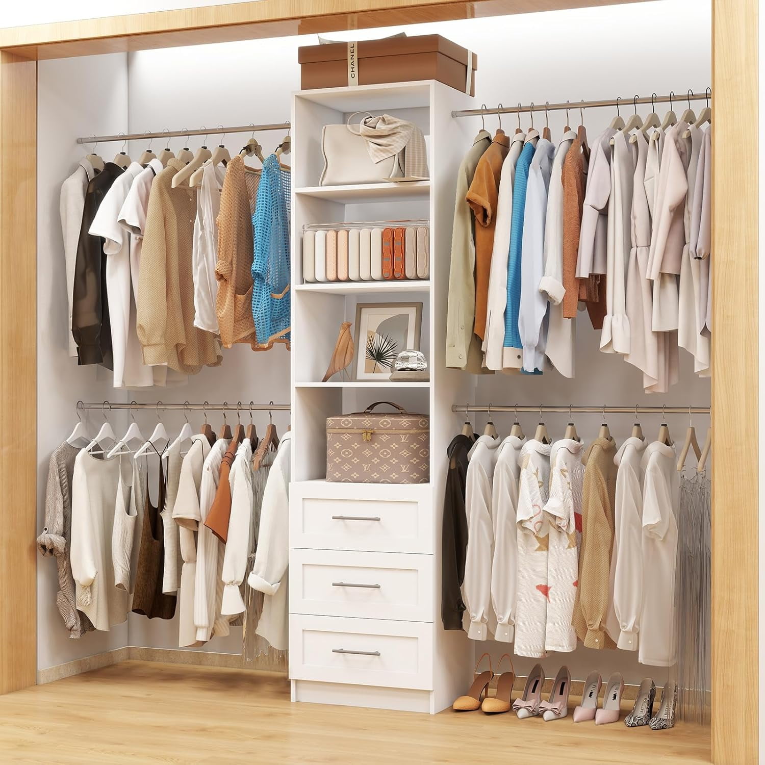NovaCraft Closet System with Drawers, 5FT-8FT Custom Closet Organizer ...