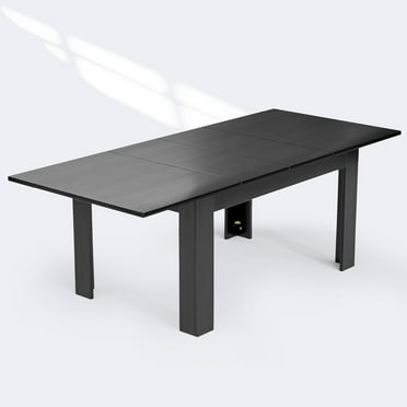 Boyel Living Black Extendable Dining Table, Rectangular Table for 4-6 ...