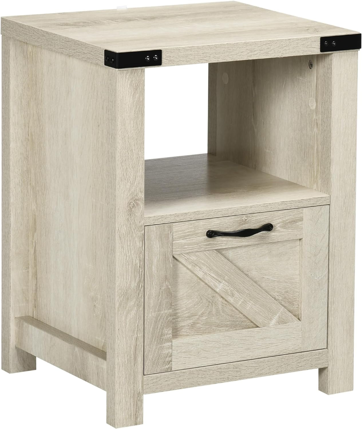 NovaCraft Farmhouse End Table, Rustic Side Cabinet with Storage, Small ...