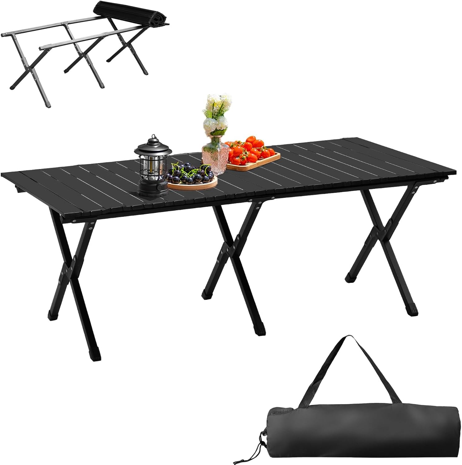 NovaCraft Folding Camping Table, Portable Picnic Table, Aluminum Roll ...
