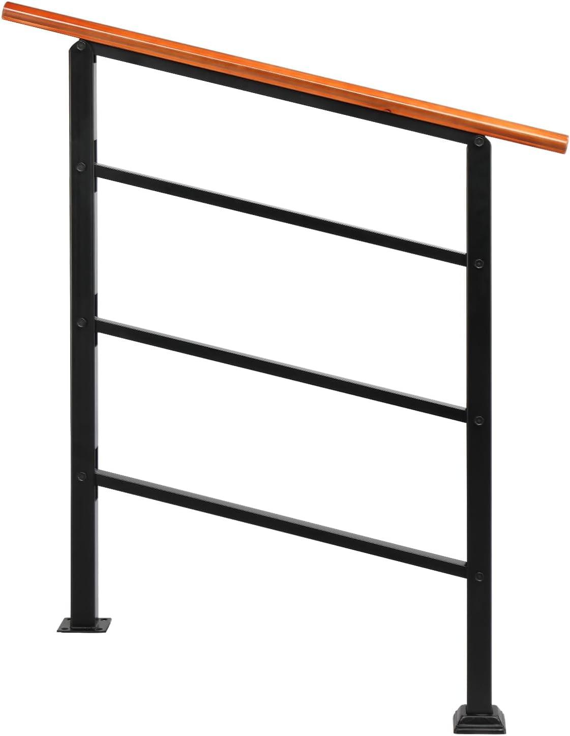 NovaCraft Hand Rails for Outdoor Steps, 3 Step Black Wrought Iron Stair ...