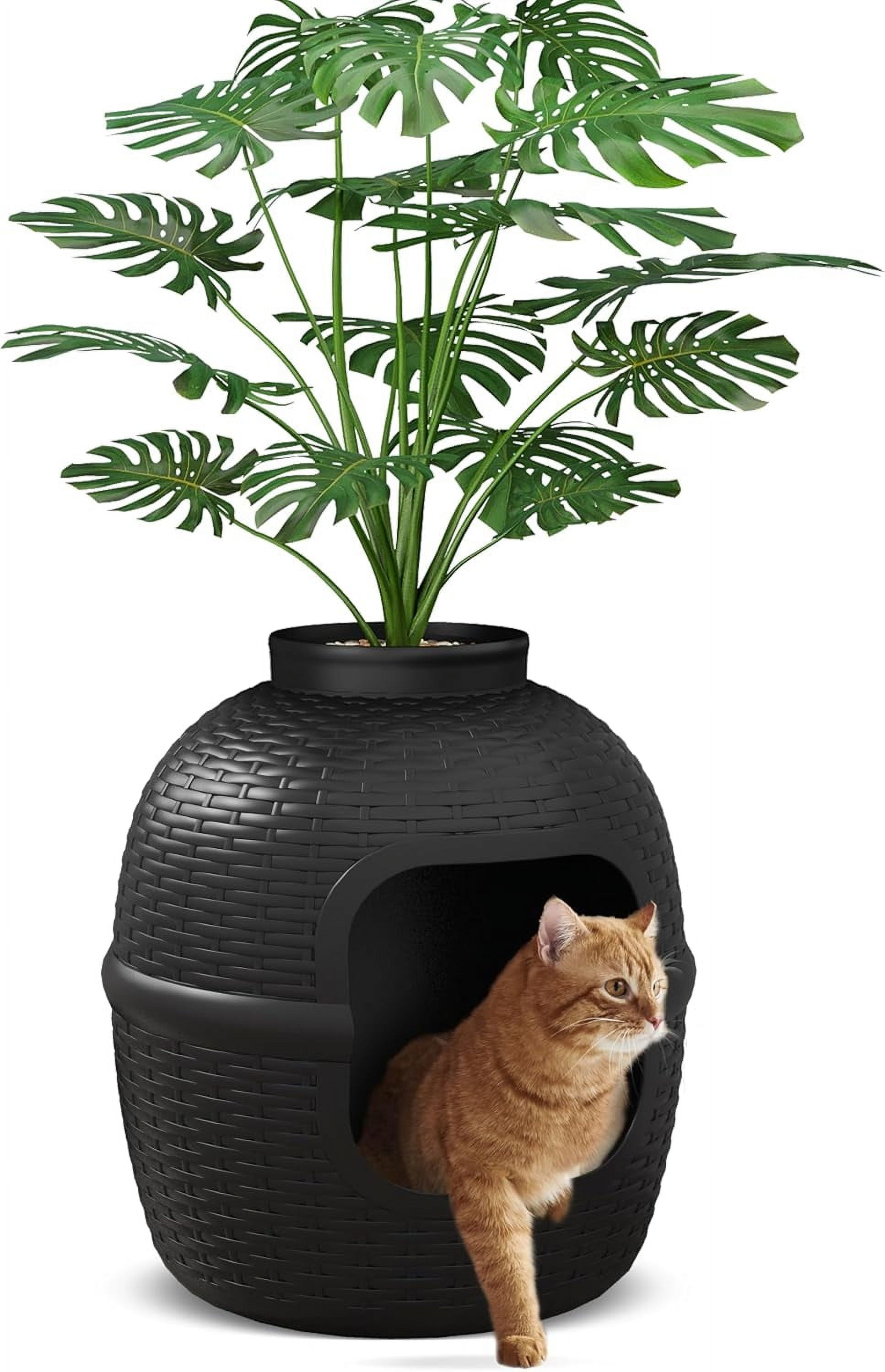 NovaCraft Hidden Litter Box with Faux Plant, Large Cat Litter Box with ...