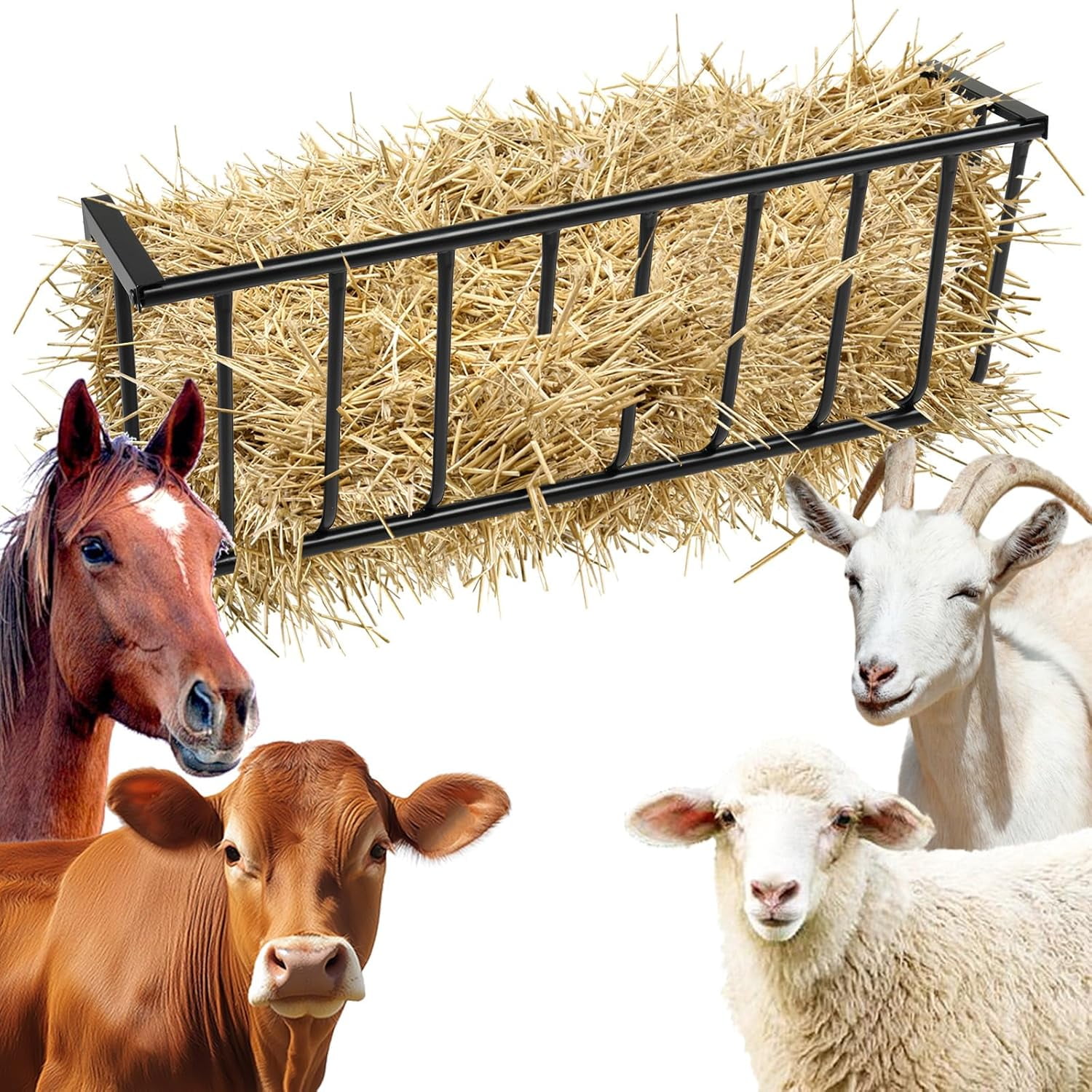 NovaCraft Horse Hay Feeder, 40.5'' Long Livestock Hay Feeder with 25 ...
