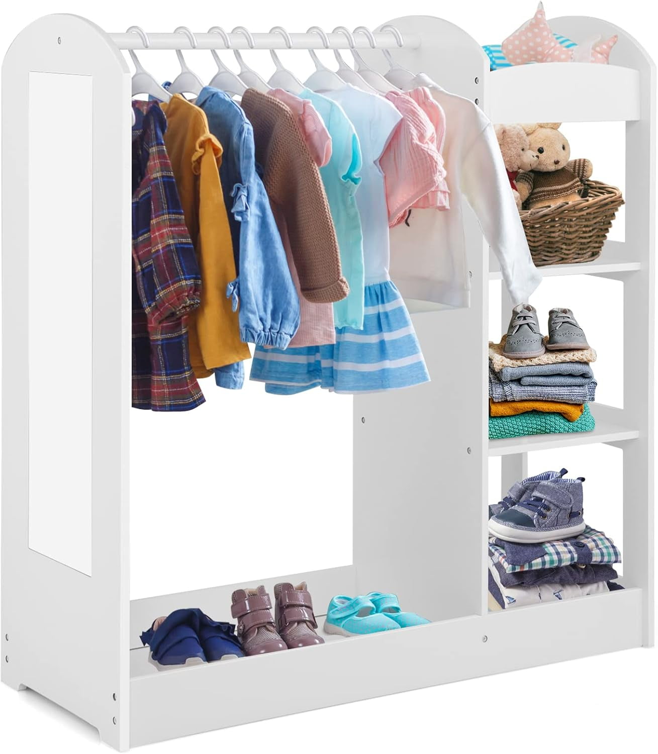 NovaCraft Kids Dress up Storage with Mirror, Clothes Rack, 3-Tier ...