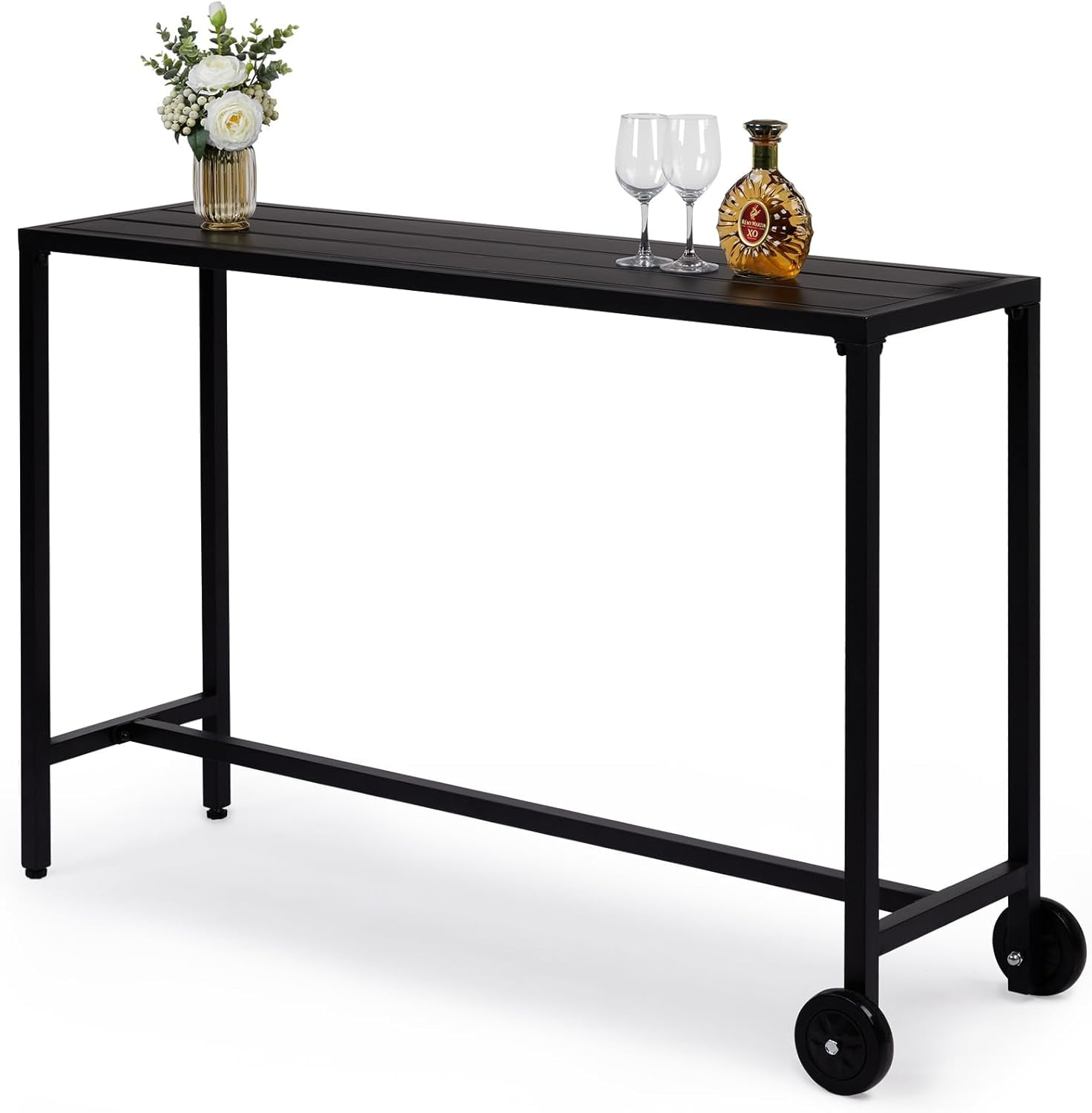 NovaCraft Outdoor Bar Table, 37" Height Wheeled Patio Pub Table with ...