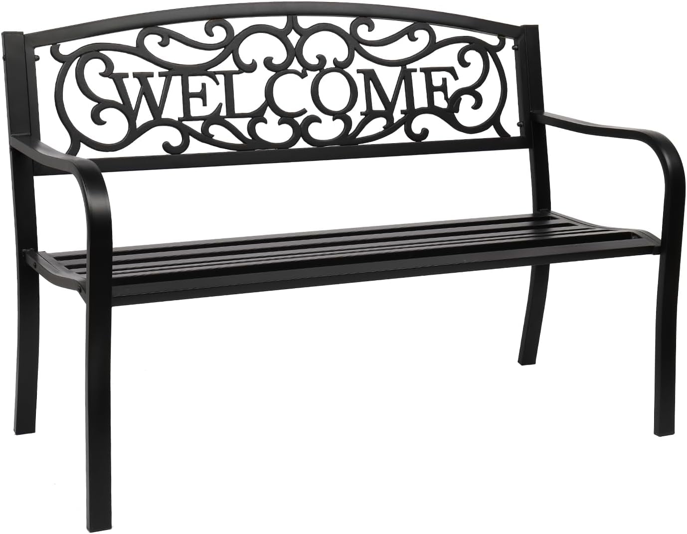 NovaCraft Outdoor Bench, 50" Metal Garden Bench Patio Park Furniture w ...