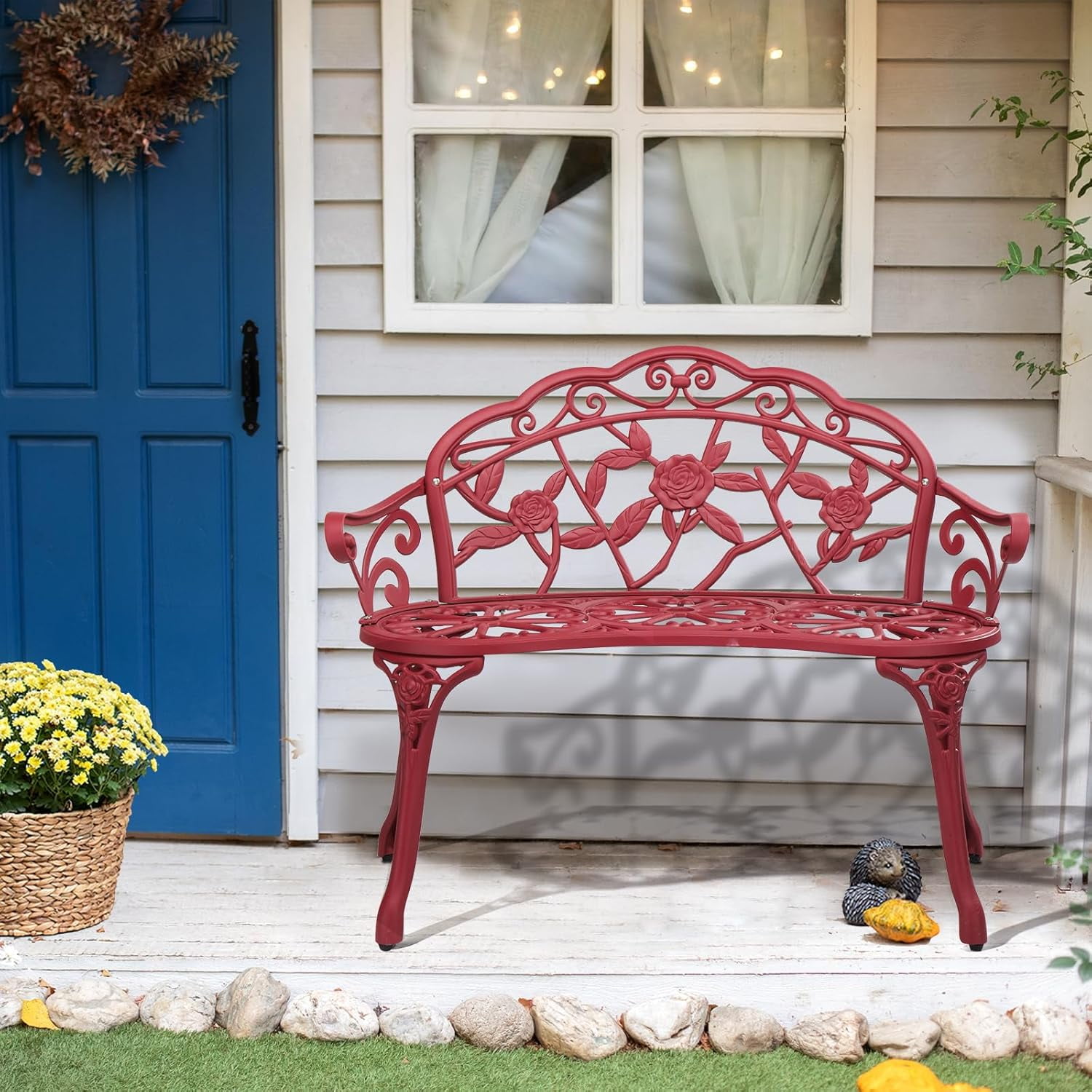 NovaCraft Outdoor Cast Aluminium Bench, 39" Garden Bench Anti-Rust ...
