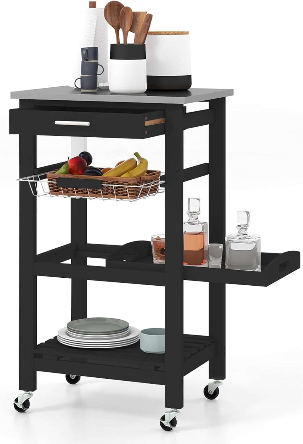 NovaCraft Small Kitchen Island, Rolling Kitchen Utility Cart on Wheels ...