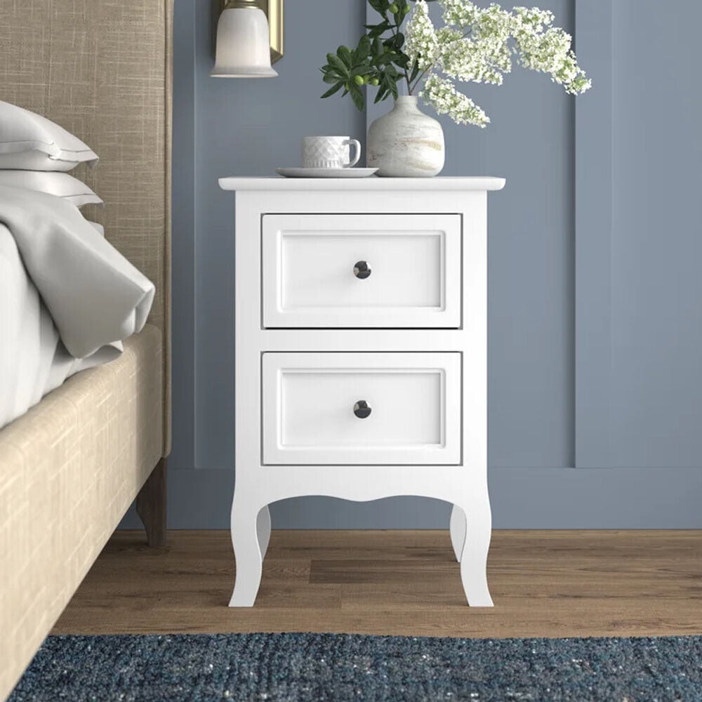 NovaCraft White Nightstand with 2 Drawers, Night Stands for Bedrooms ...