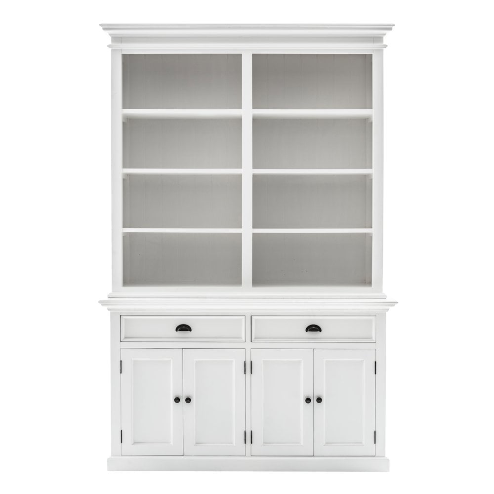 NovaSolo Halifax Mahogany Solid Wood Buffet Hutch Unit with 8 Shelves ...