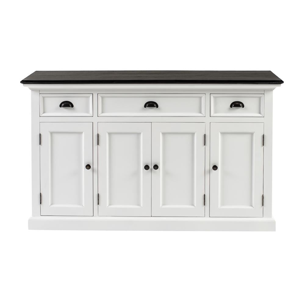 NovaSolo Halifax Solid Mahogany Wood Buffet, 4 Doors 3 Drawers, White ...