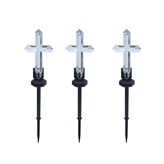 NovaStitch Solar Crystal Cross Garden Stake Light LED Religious ...