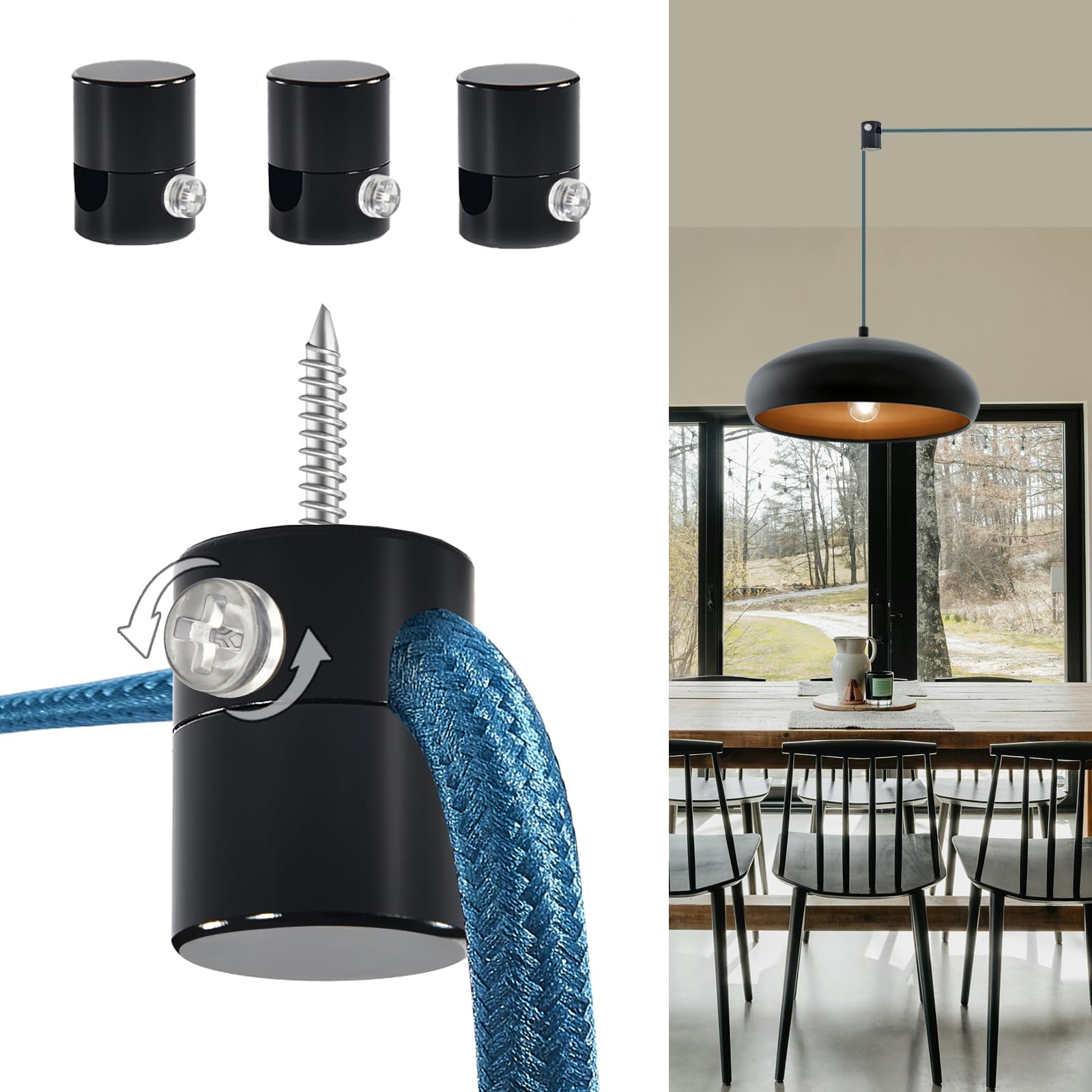 Novantl 3 Pack Upgraded Ceiling Hooks for Hanging Aluminum Adjustable ...