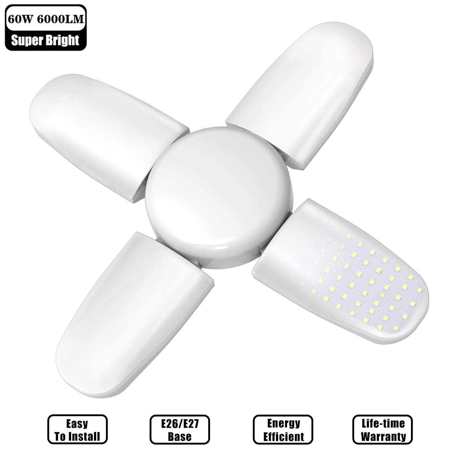 Novashion 13.78” Adjustable Brightness 4-Light Non-Hardwired Ceiling ...