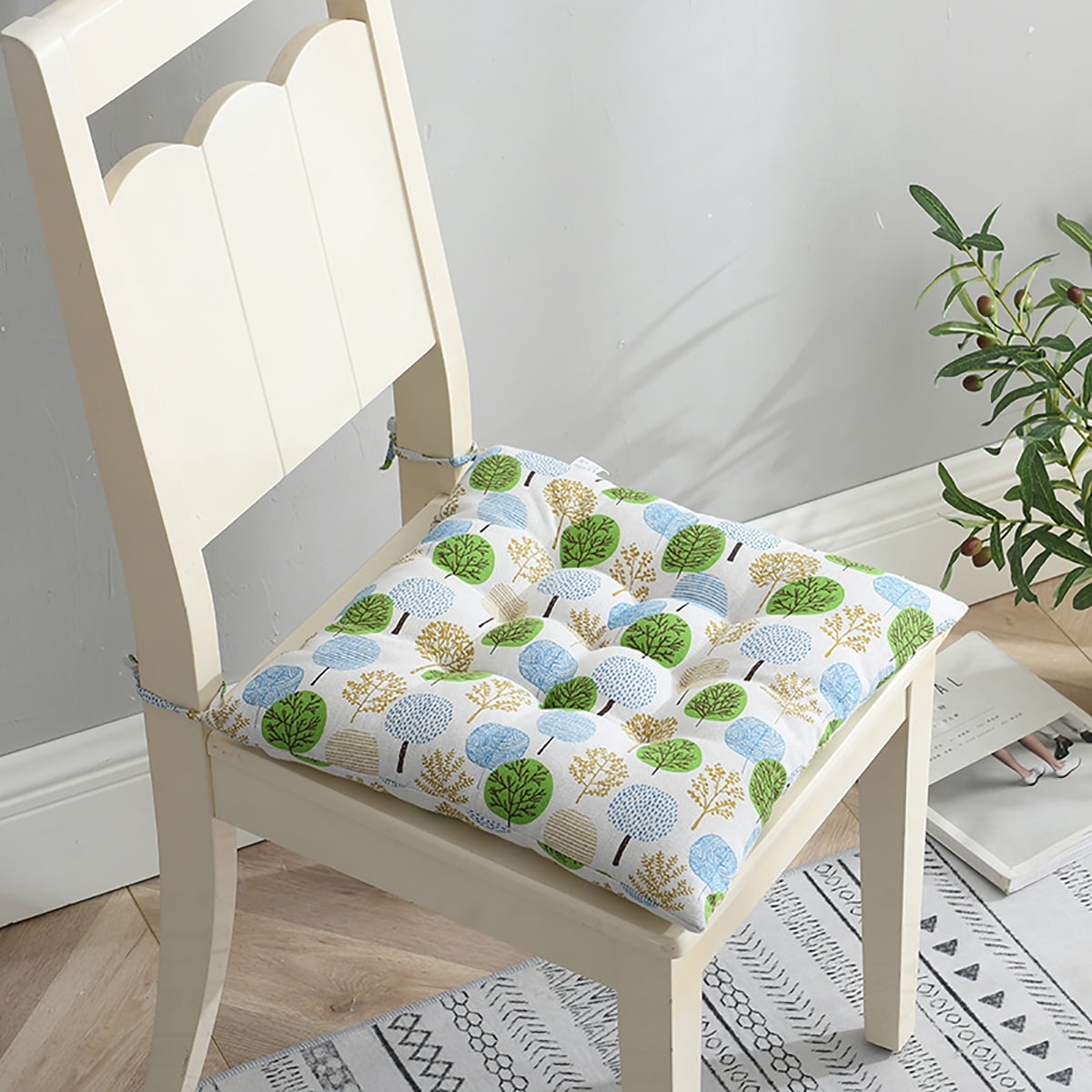 Novashion 16” x 16” Plant Collection Printed Chair Pads, Non-slip ...