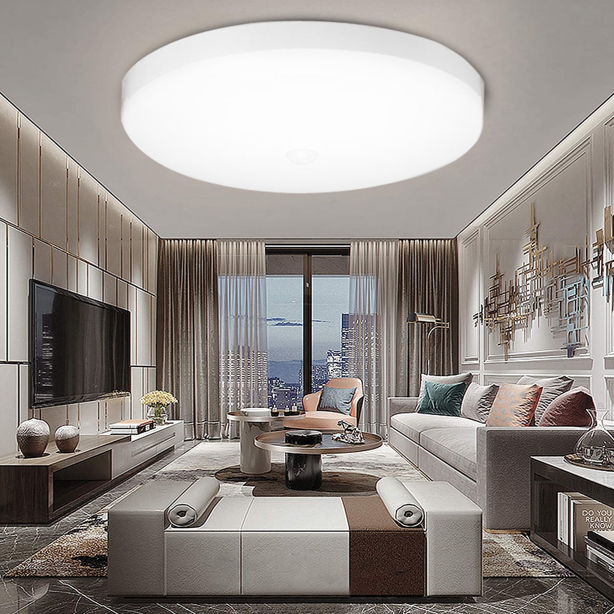 Novashion 18W Smart Ceiling Light Fixture, 11.8inch Motion Sensor Light ...