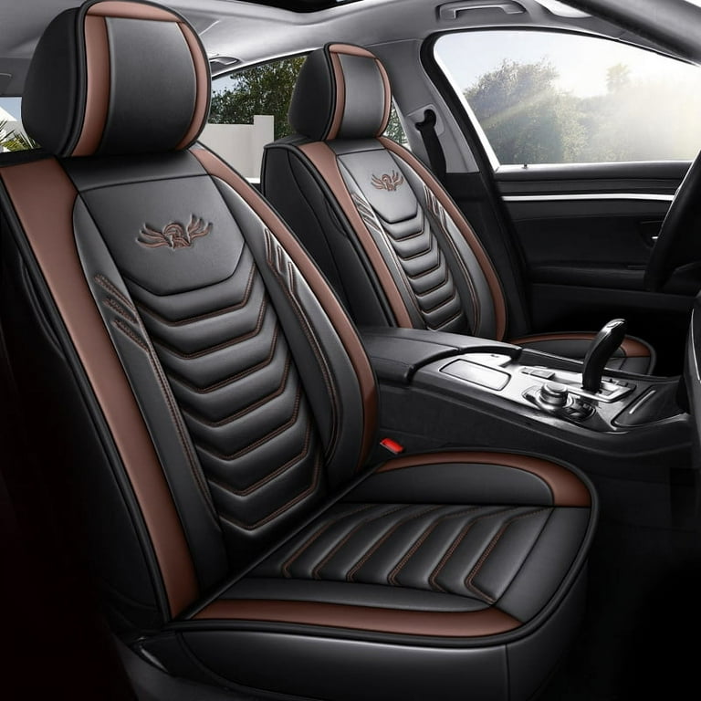Audew 1pc Luxury PU Leather Car Seat Covers Waterproof Breathable Car Front Seat Cushion Non slip Protector with Back Storage Bag