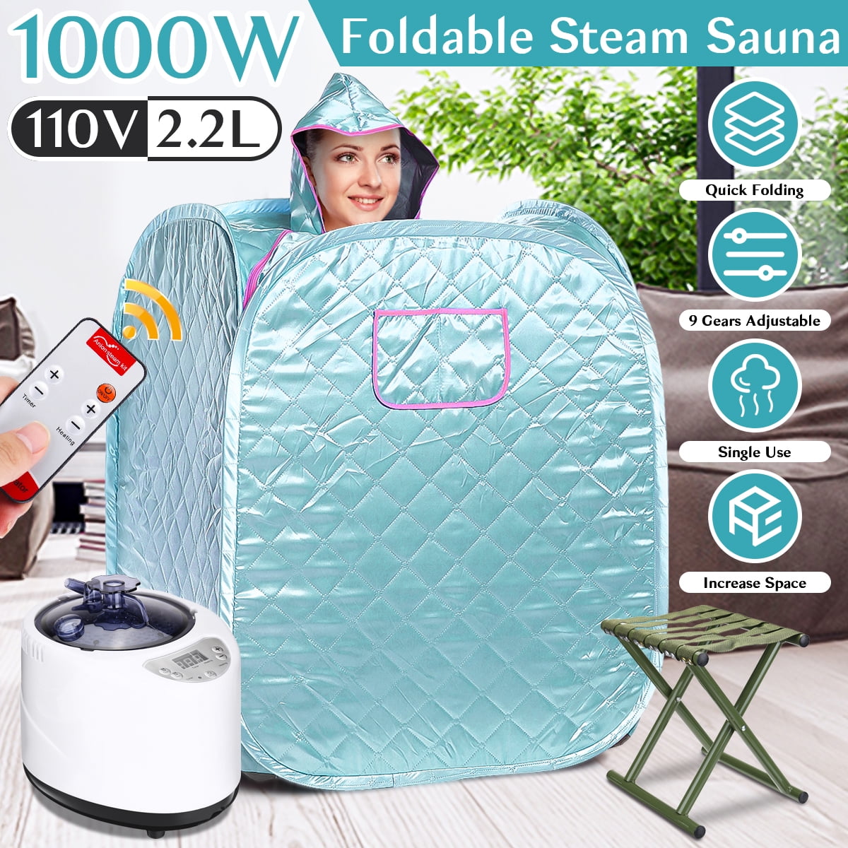 Novashion 2.2L Protable Sauna,Household Sauna Sweat Steamer Collapsible ...