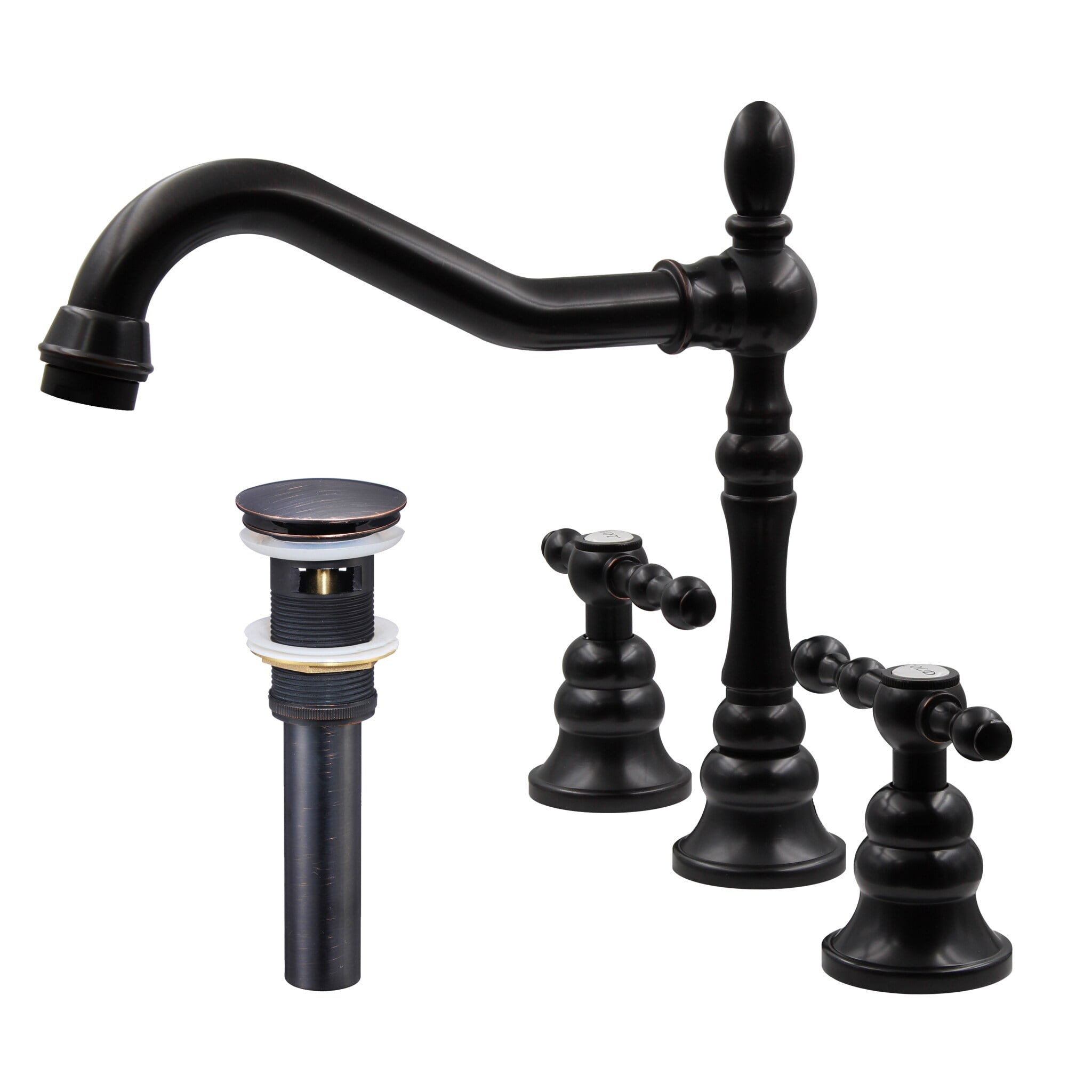 Novatto MILLER 2-Handle Faucet, Oil Rubbed Bronze with Overflow Drain ...