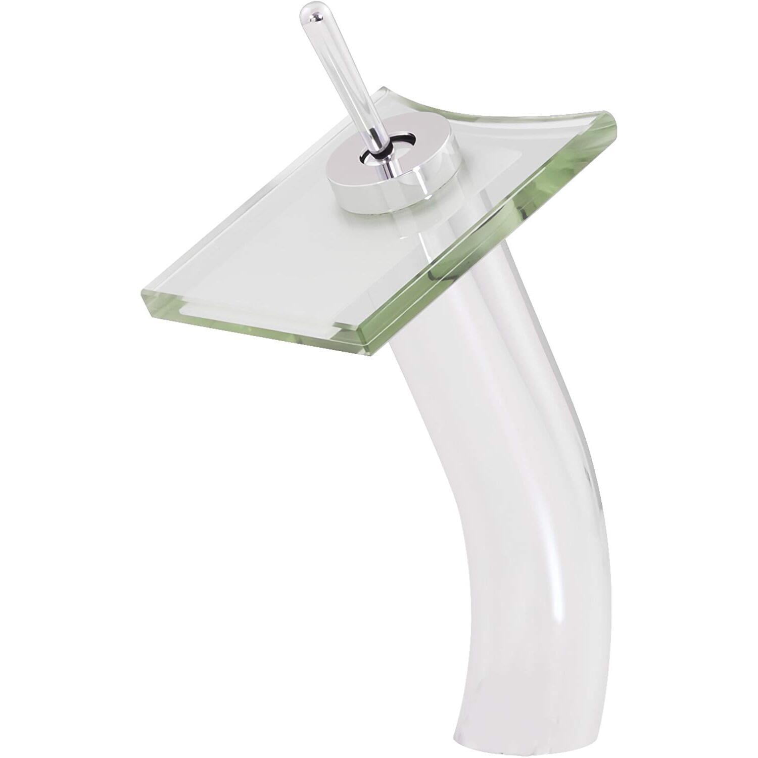 Topia Single Lever Waterfall Faucet in Chrome with Clear Glass ...