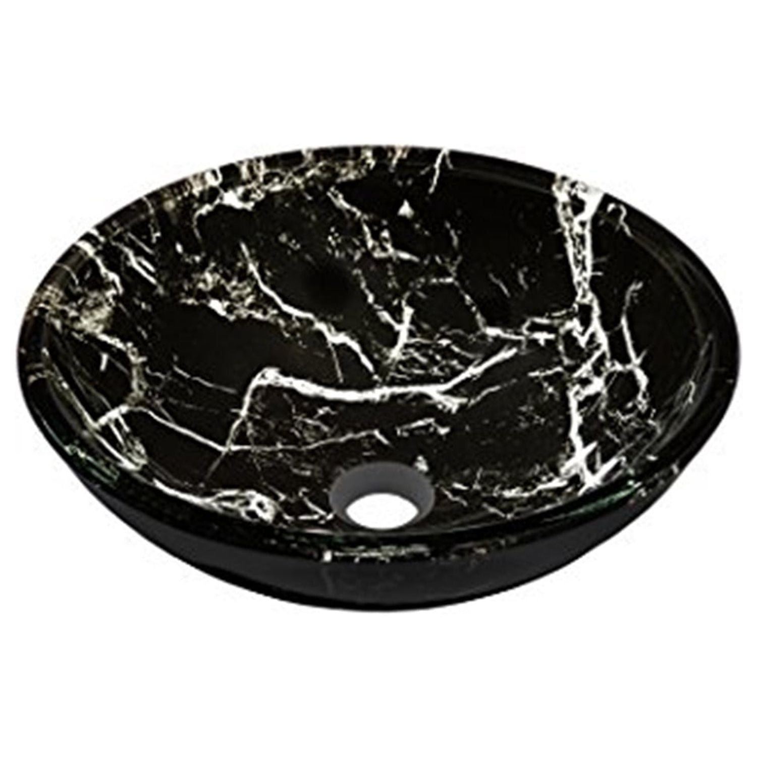 Novatto TID-035BN Pallina Black and White Faux Marble Glass Vessel ...