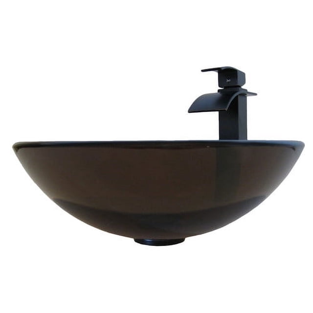 Novatto TY Glass Circular Vessel Bathroom Sink with Faucet - Walmart ...