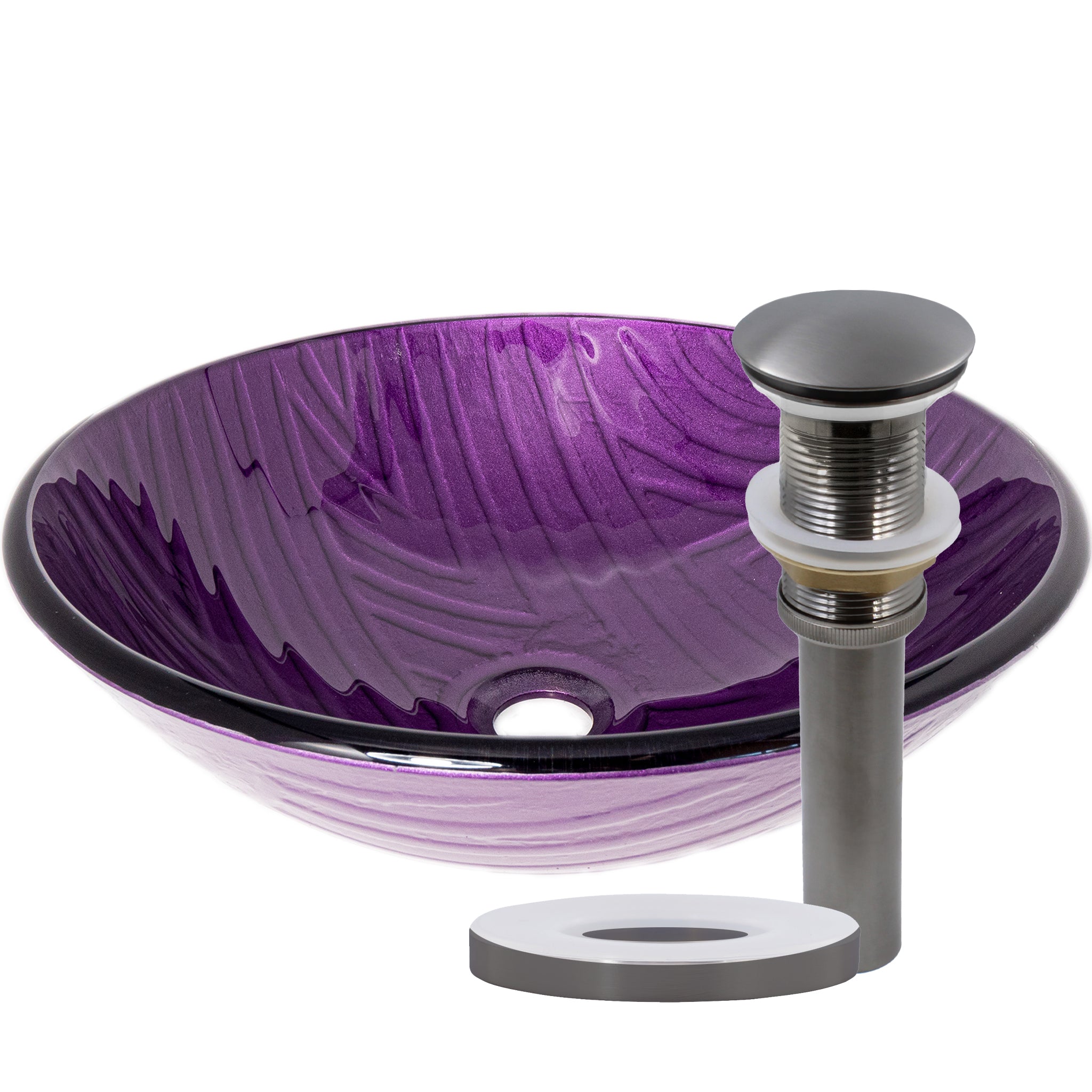 Novatto Viola TIG-8123PGM Hand Painted Purple Glass Vessel Sink w/ Gun ...