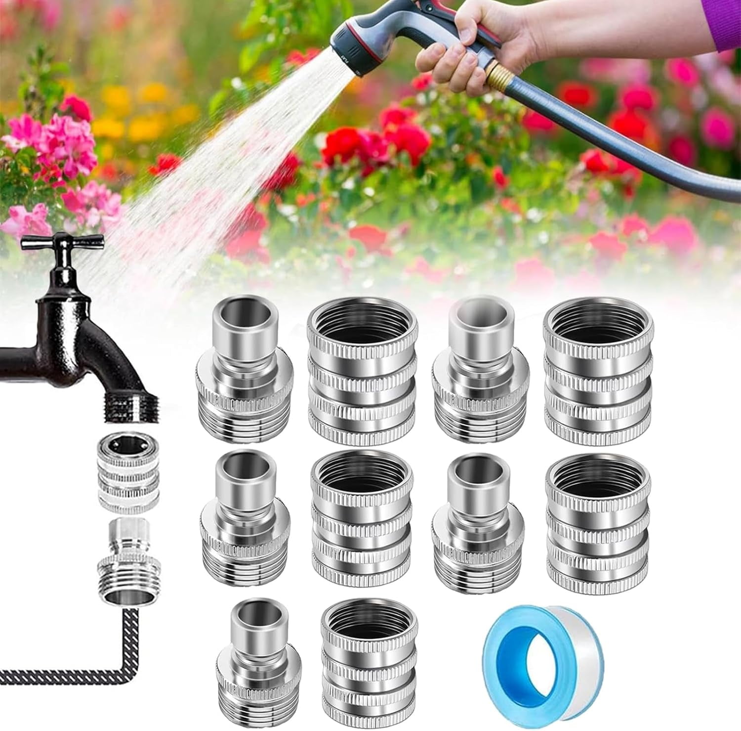 Novealcrbe Garden Hose Quick Connect, Stainless Steel Garden Hose Quick ...