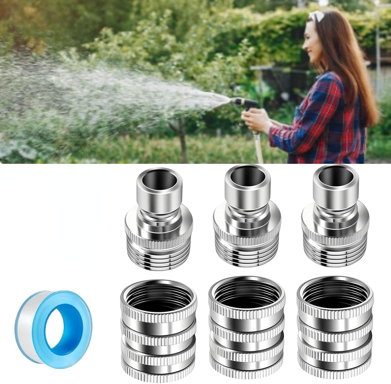 Novealcrbe Stainless Steel Garden Hose Quick Connect Fittings Set, 3/4 ...