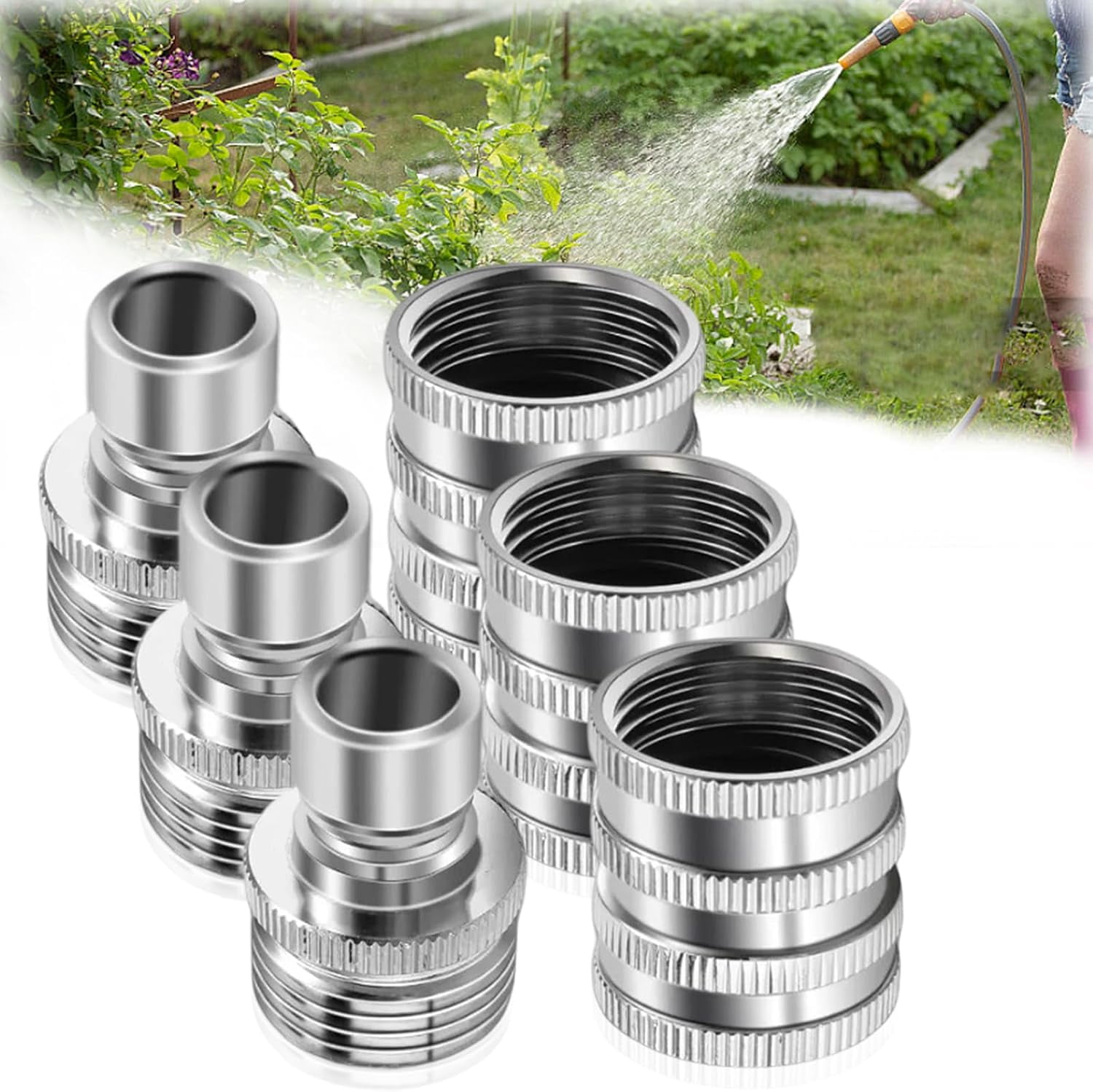 Novealcrbe Stainless Steel Garden Hose Quick Connect Fittings Set, 3/4 ...