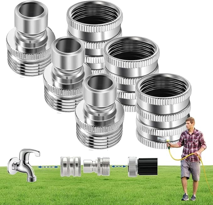 Novealcrbe Stainless Steel Garden Hose Quick Connect Fittings Set, 3/4 ...