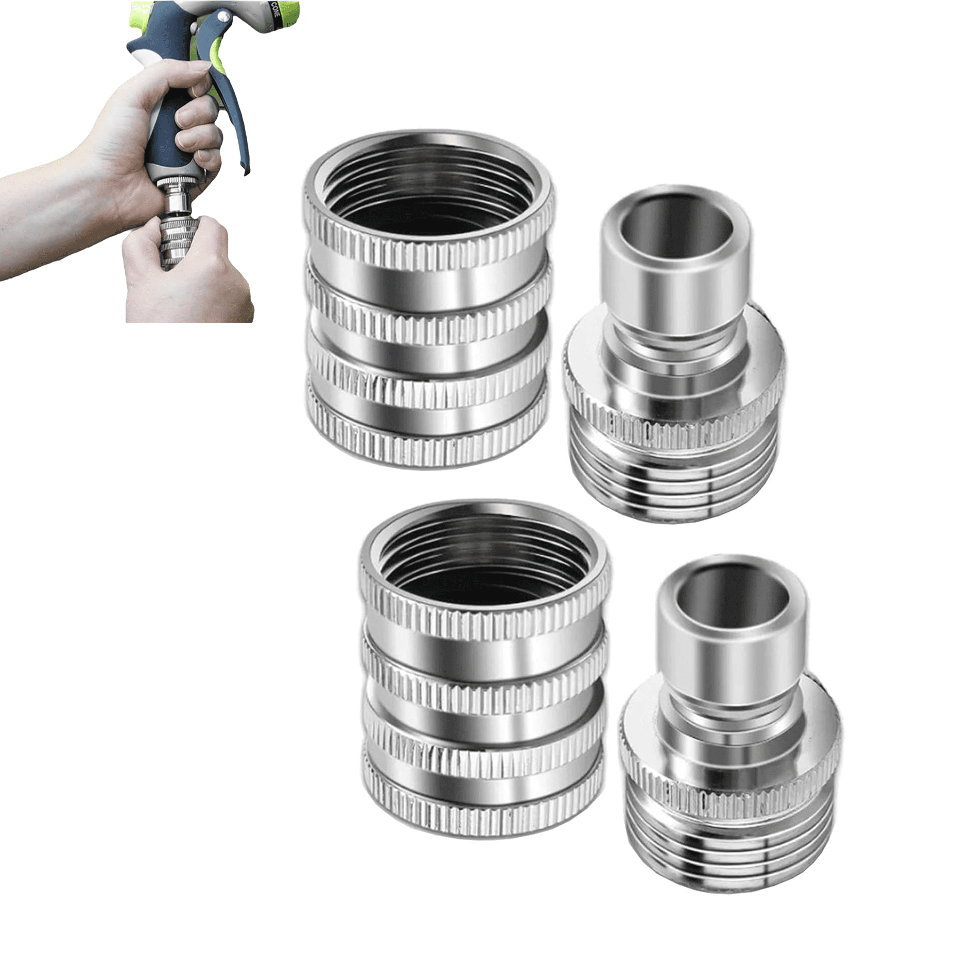 Novealcrbe Stainless Steel Garden Hose Quick Connect Fittings Set, 3/4 ...