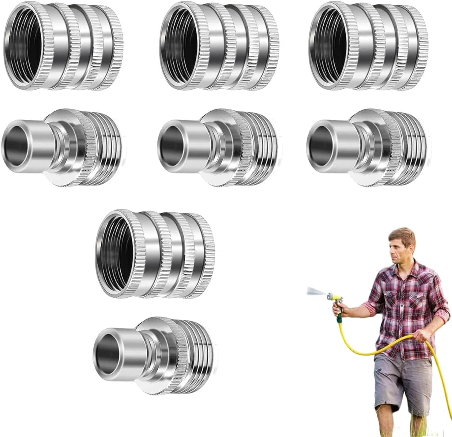 Novealcrbe Stainless Steel Garden Hose Quick Connect Fittings Set, 3/4 ...