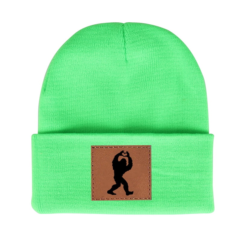 Novel Bigfoot Beanie Hat with Love Gesture Design & Leather Label ...