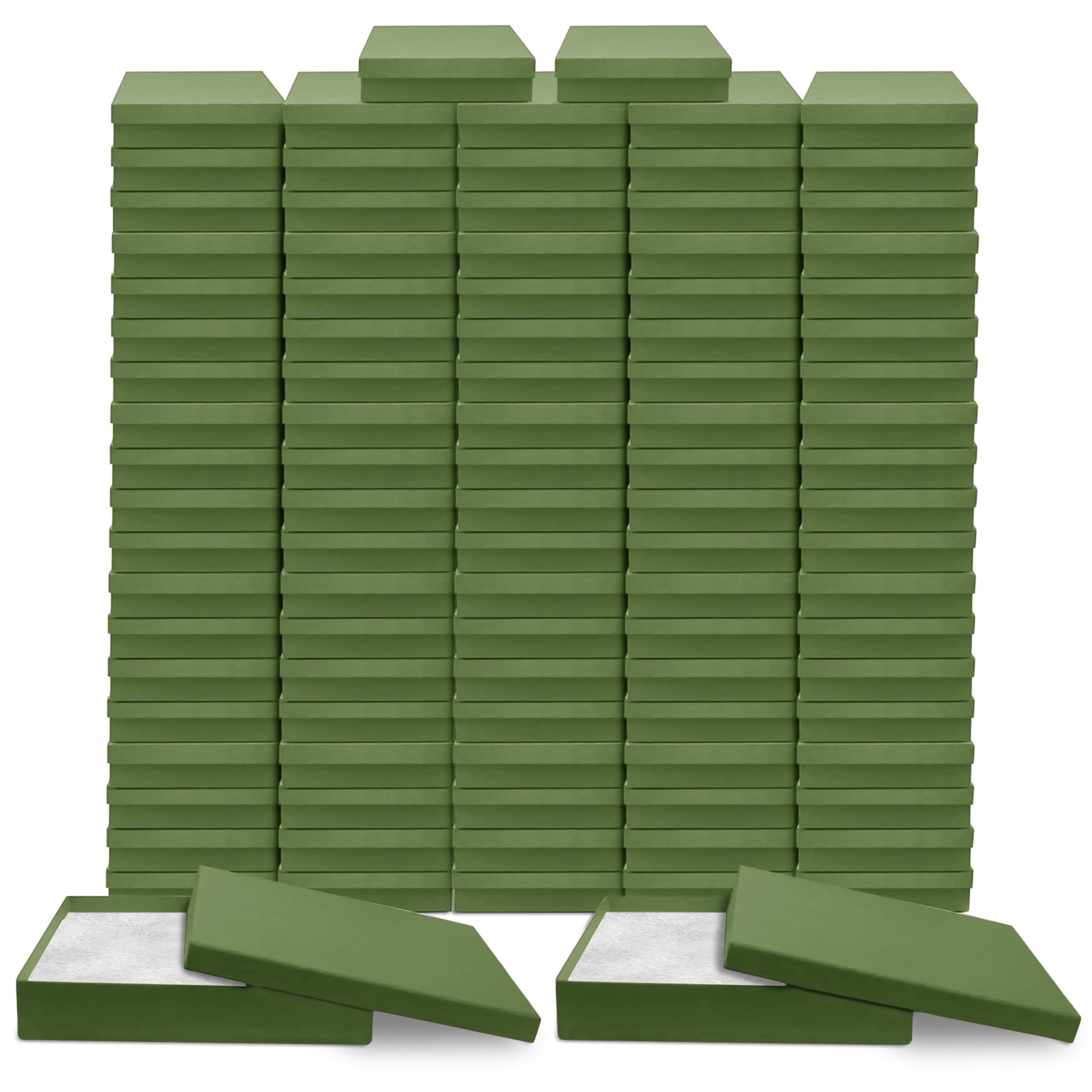 Novel Box 100 Pack Green Cardboard Cotton Filled Jewelry Gift Boxes ...
