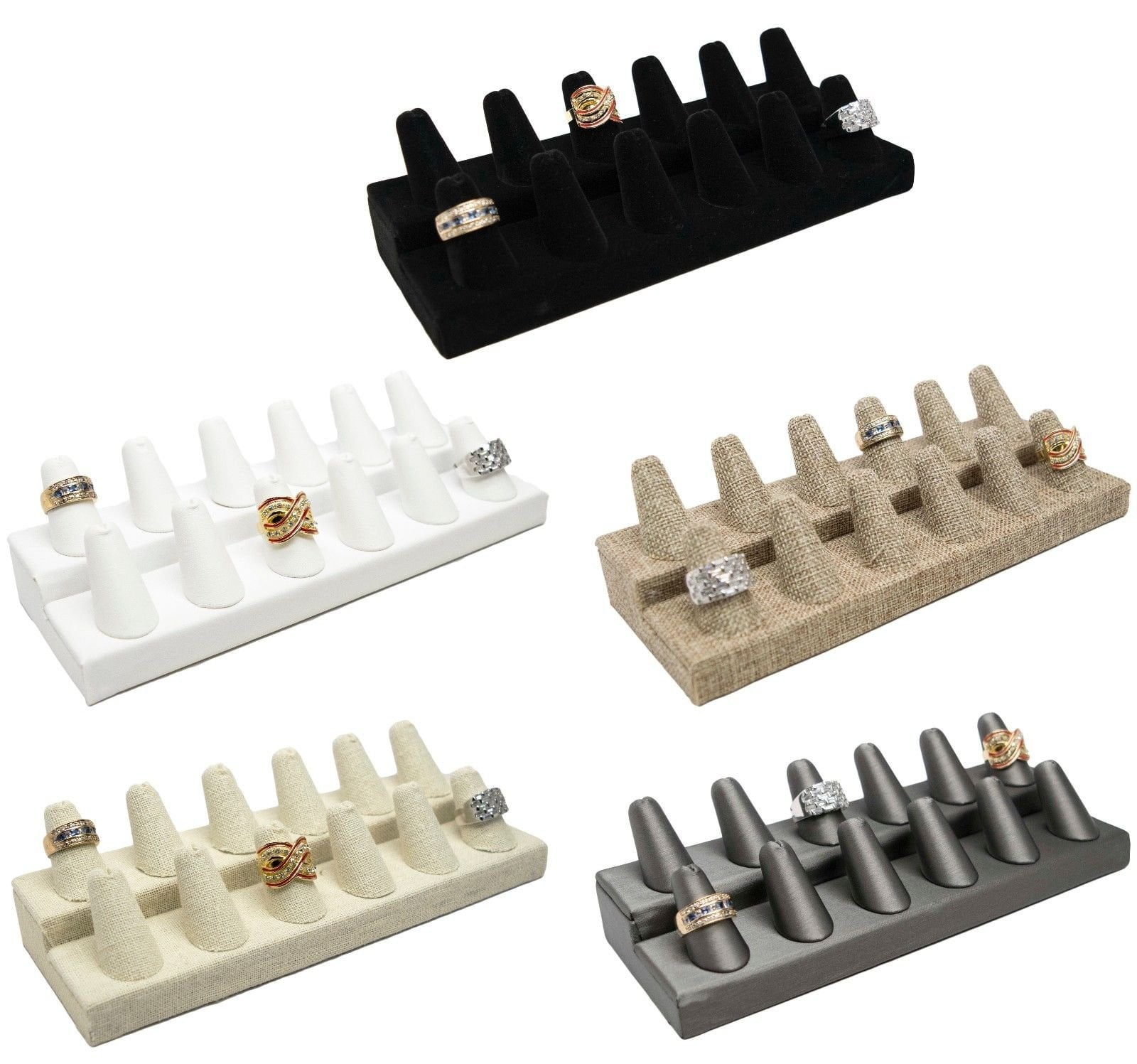 Novel Box 12 Finger Ring Stand Holder Jewelry Display 8.2X3.2X2.2 ...