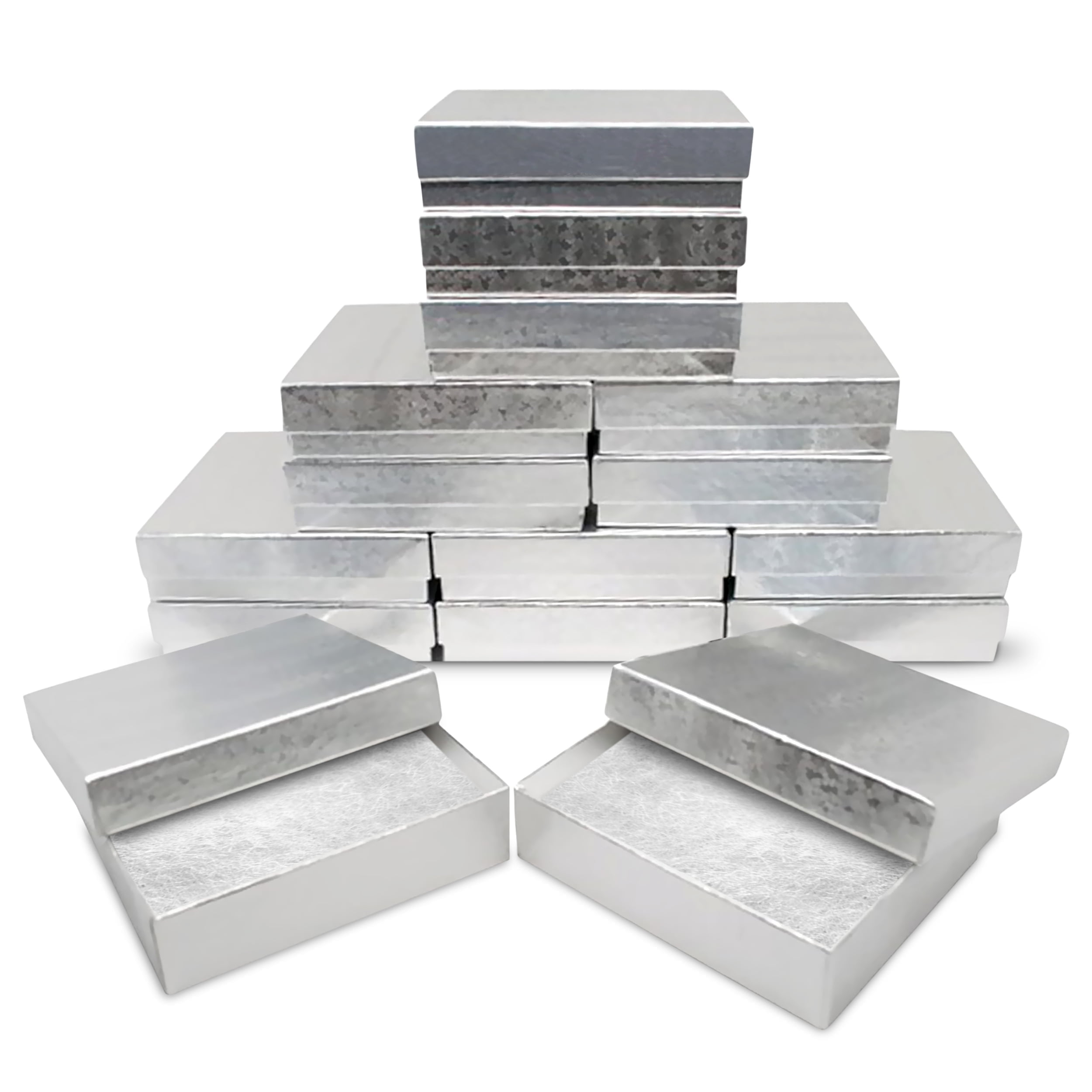 Novel Box 15 Pack Silver Cardboard Cotton Filled Jewelry Gift Boxes 3 ...