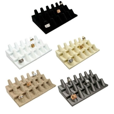 12 Finger Black Velvet Ring Showcase Counter Top Display Jewelry Holder ...