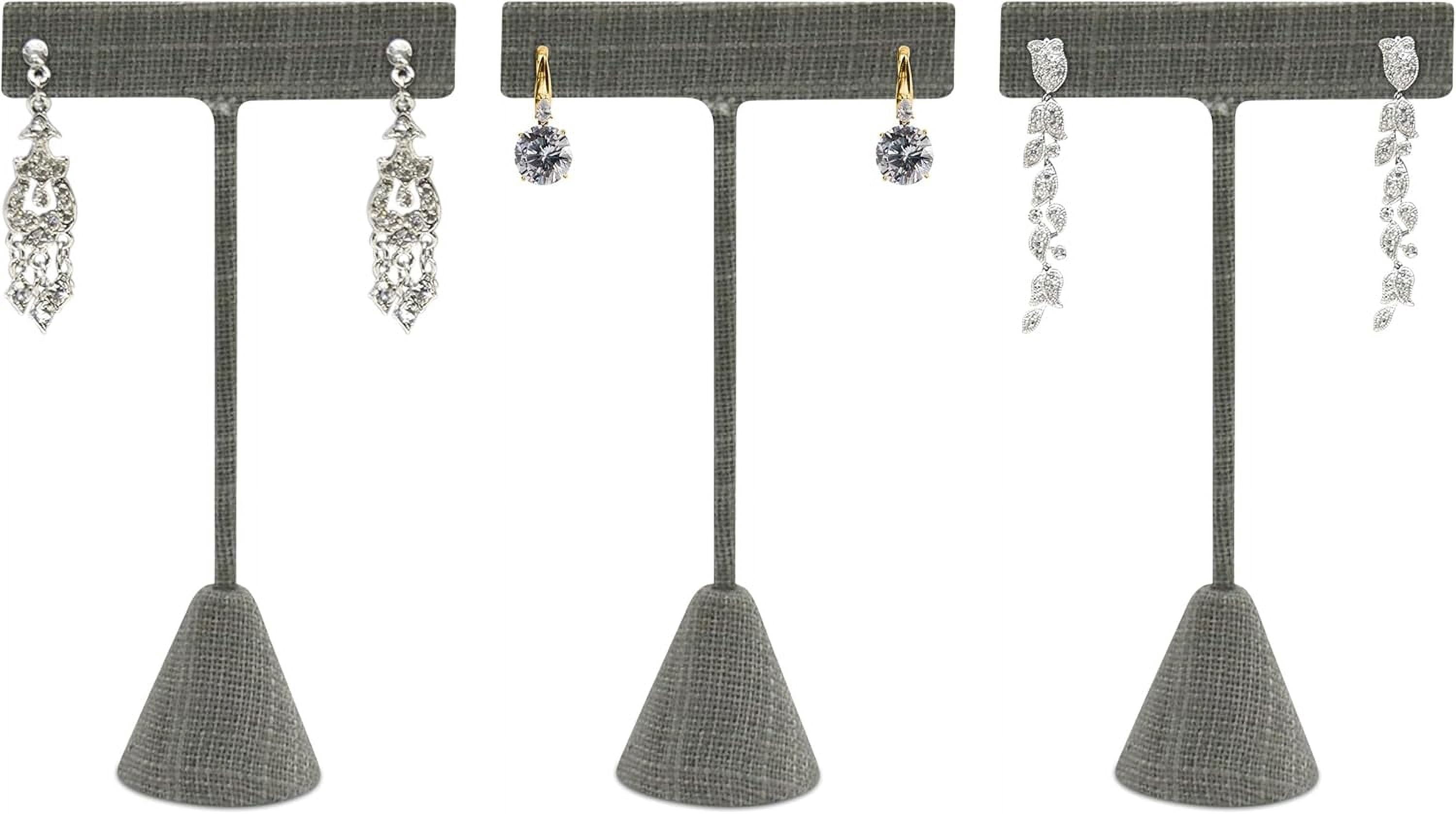 Novel Box 3 Pack Gray Linen Earring Tree Medium T-Bar Display Stand 2 ...