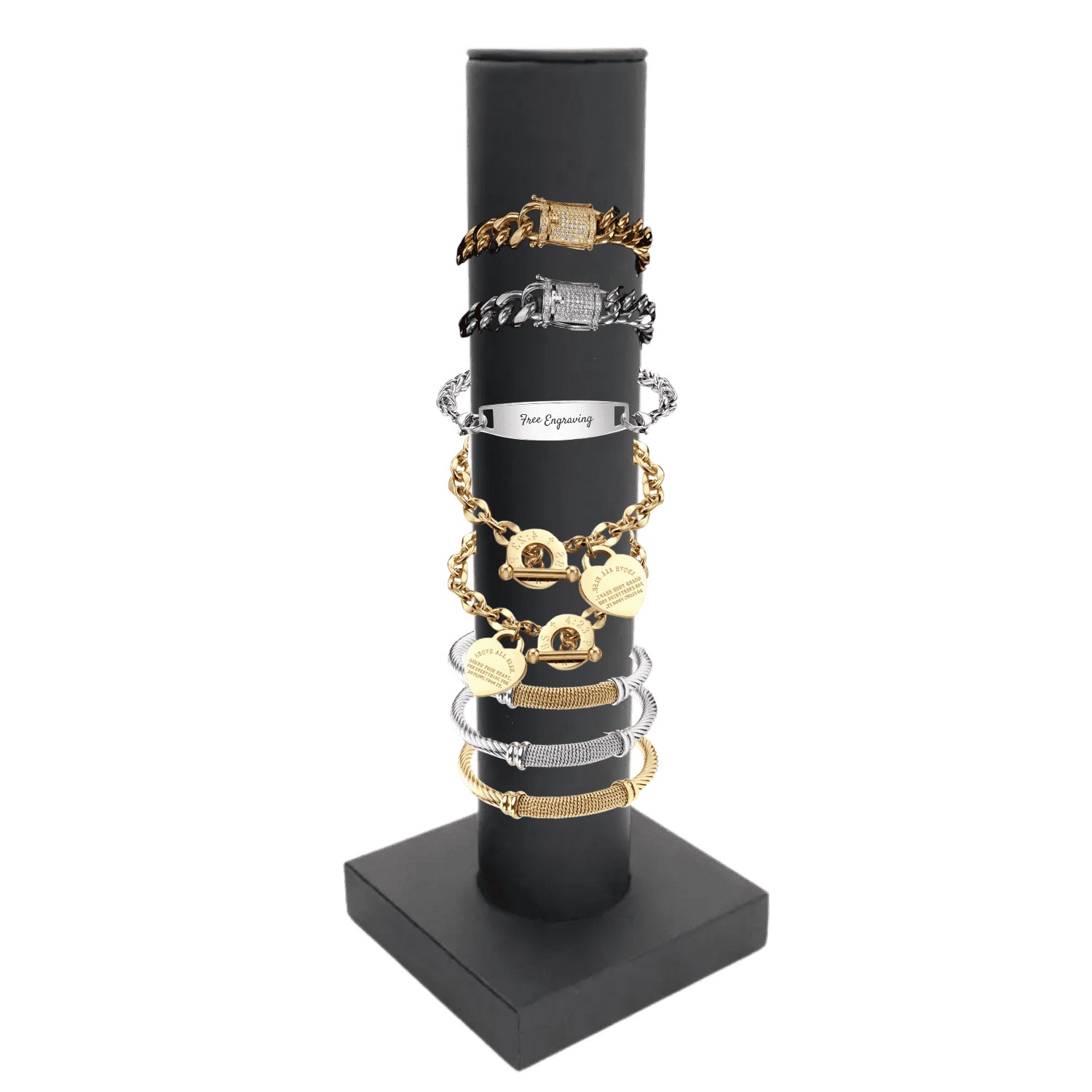 Novel Box Black Leatherette Vertical Bracelet/Bangle Display Tower ...
