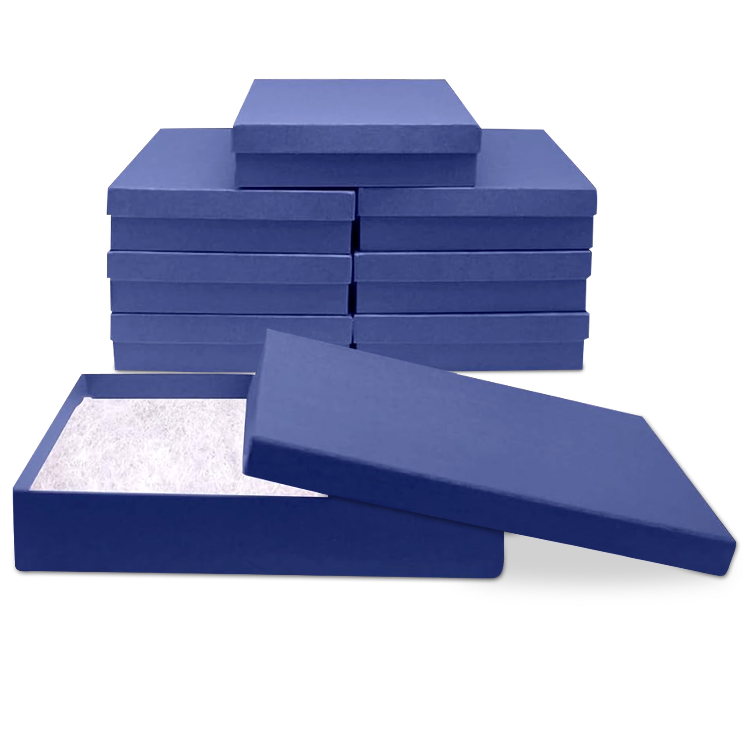 Novel Box 8 Pack Blue Cardboard Cotton Filled Jewelry Gift Boxes 7x5x1 ...