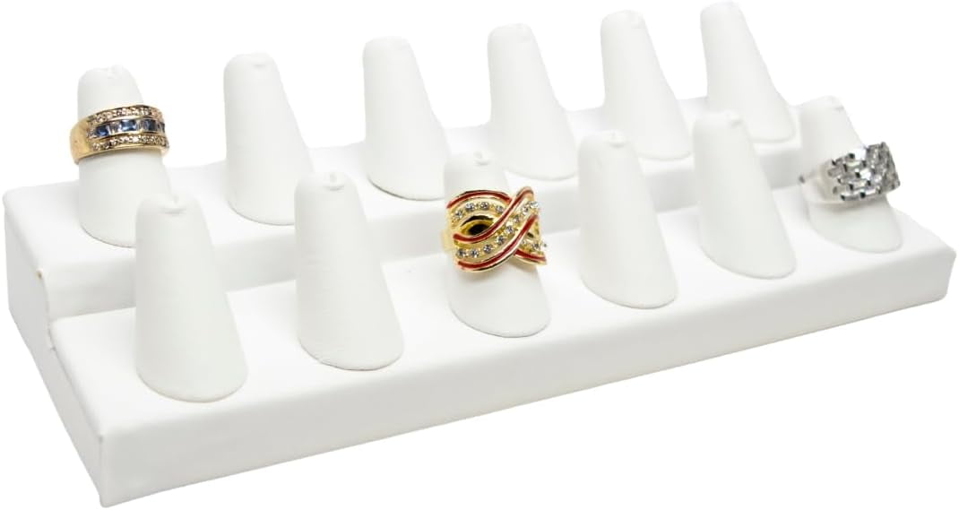 Novel Box Burlap Jewelry 12 Rings Finger Display Stand 8.25x3.25x2.5 In ...