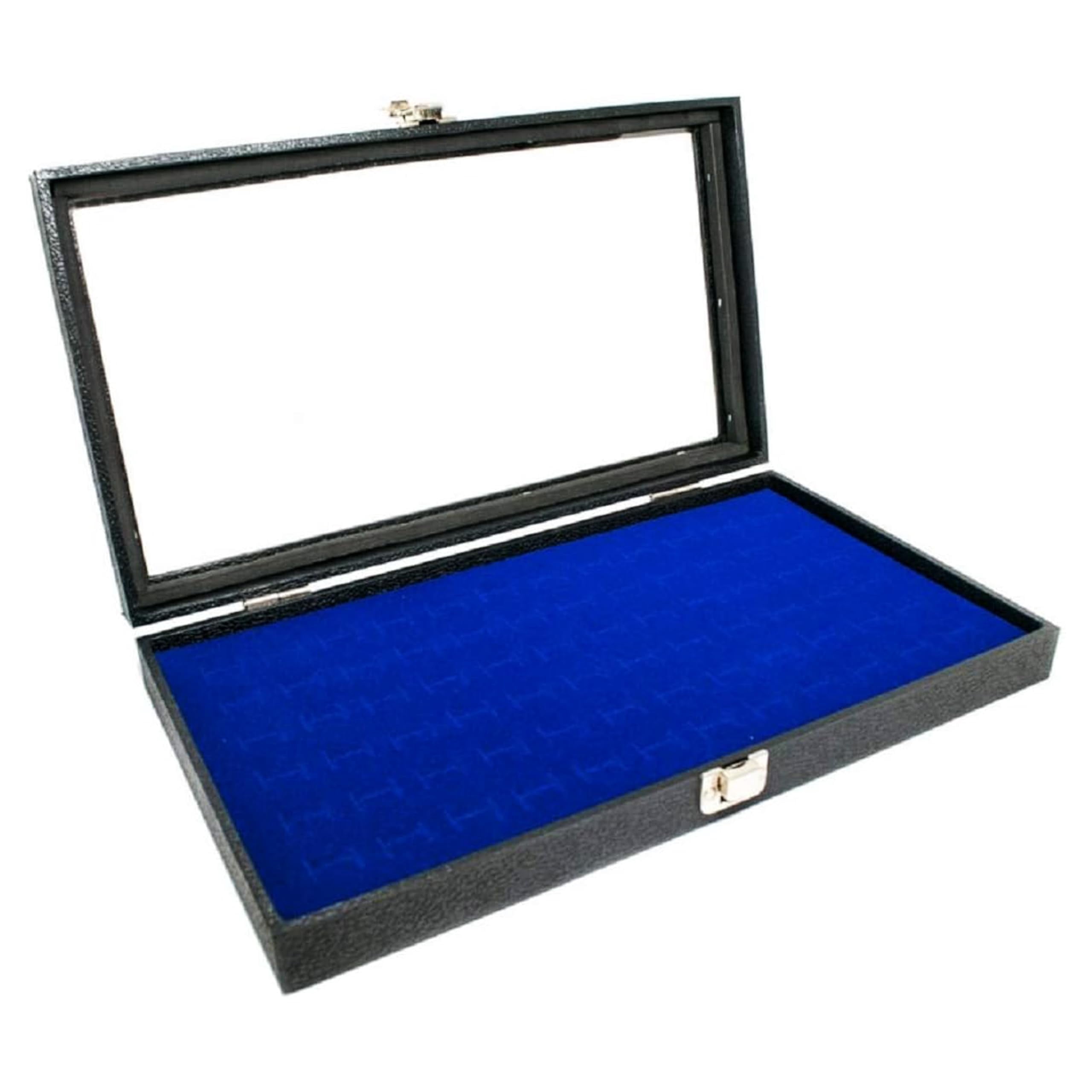Novel Box Glass Top Black Jewelry Display Case With 36 or 72 Foam Ring ...