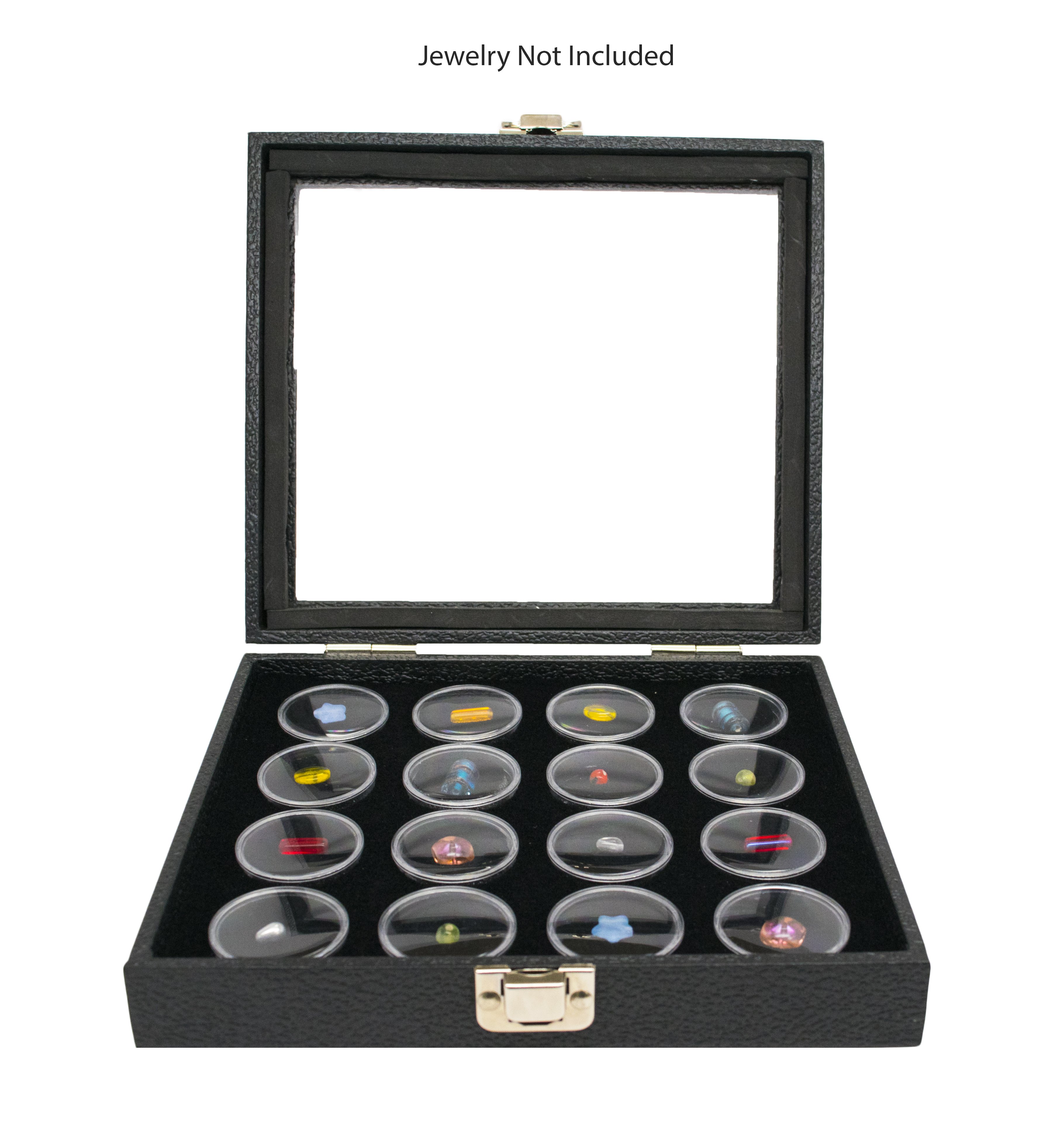 Novel Box Glass Top Black Jewelry Gemstone Display Case With Gem Jar ...