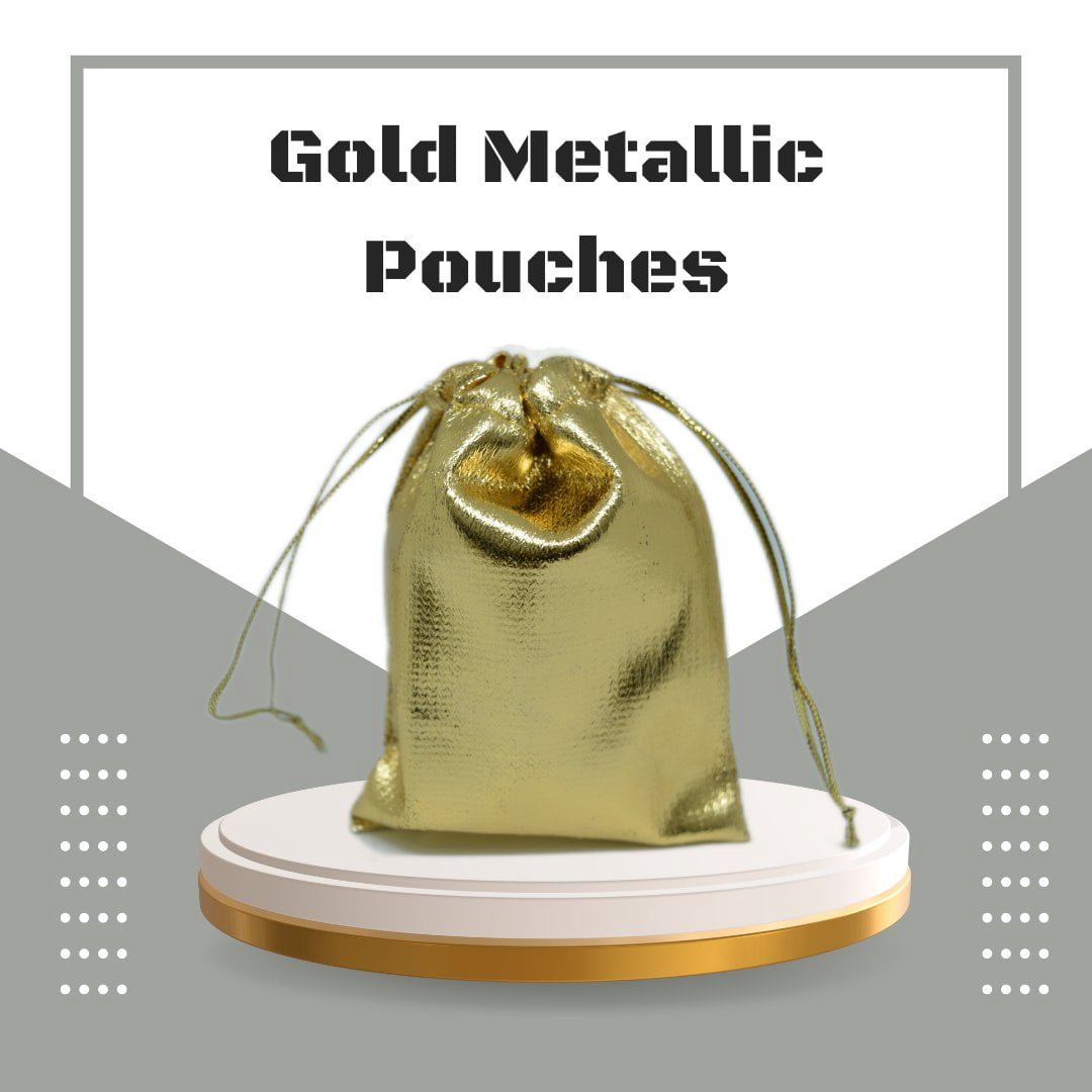 Novel Box Gold Metallic Pouches With Drawstring - 12Pcs - Walmart.com