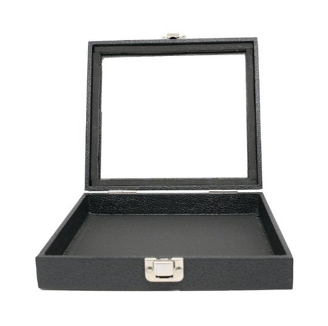 Novel Box Half-Size Glass Top Black Leatherette Jewelry Display Case ...