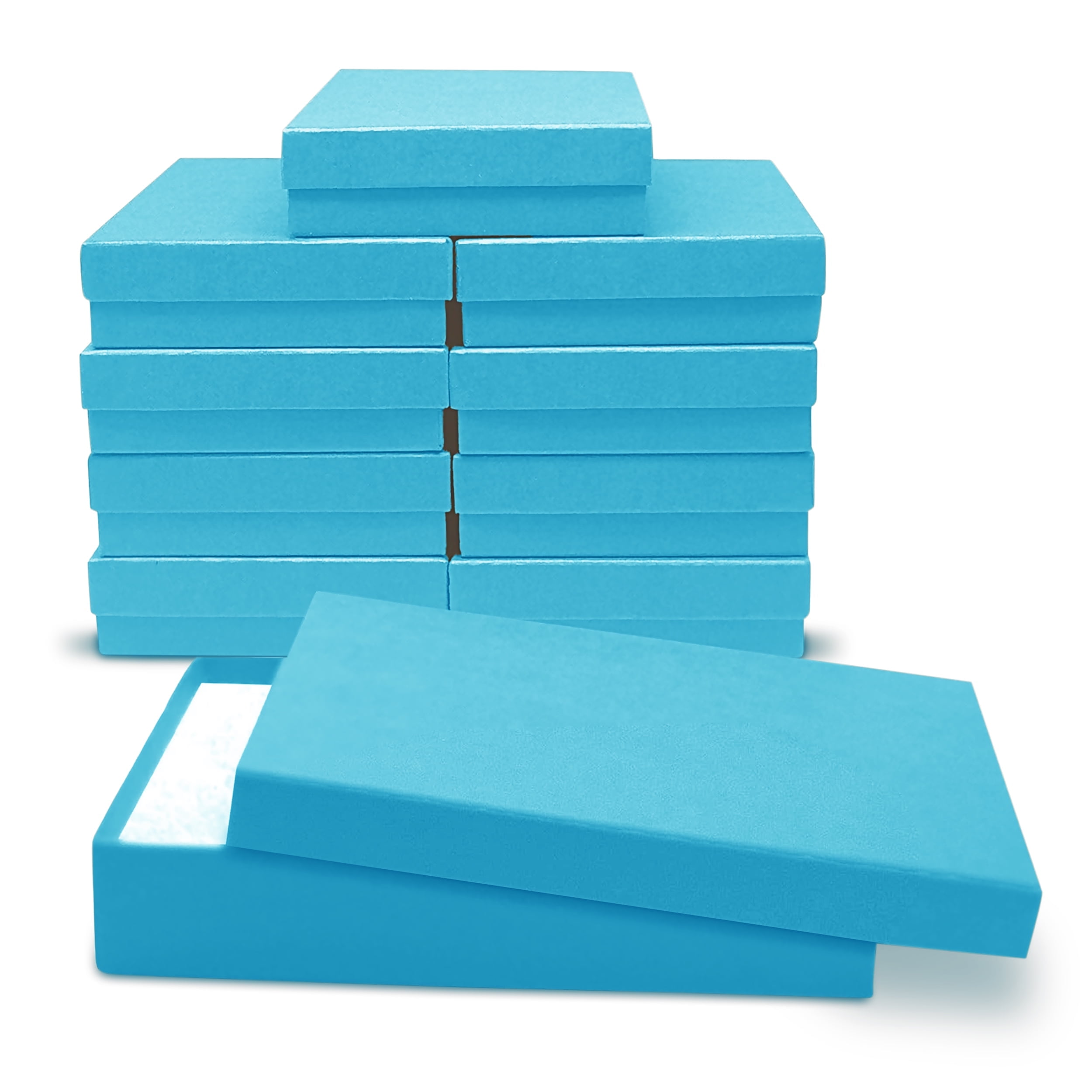 Novel Box 10 Pack Light Blue Cardboard Cotton Filled Jewelry Gift Boxes ...