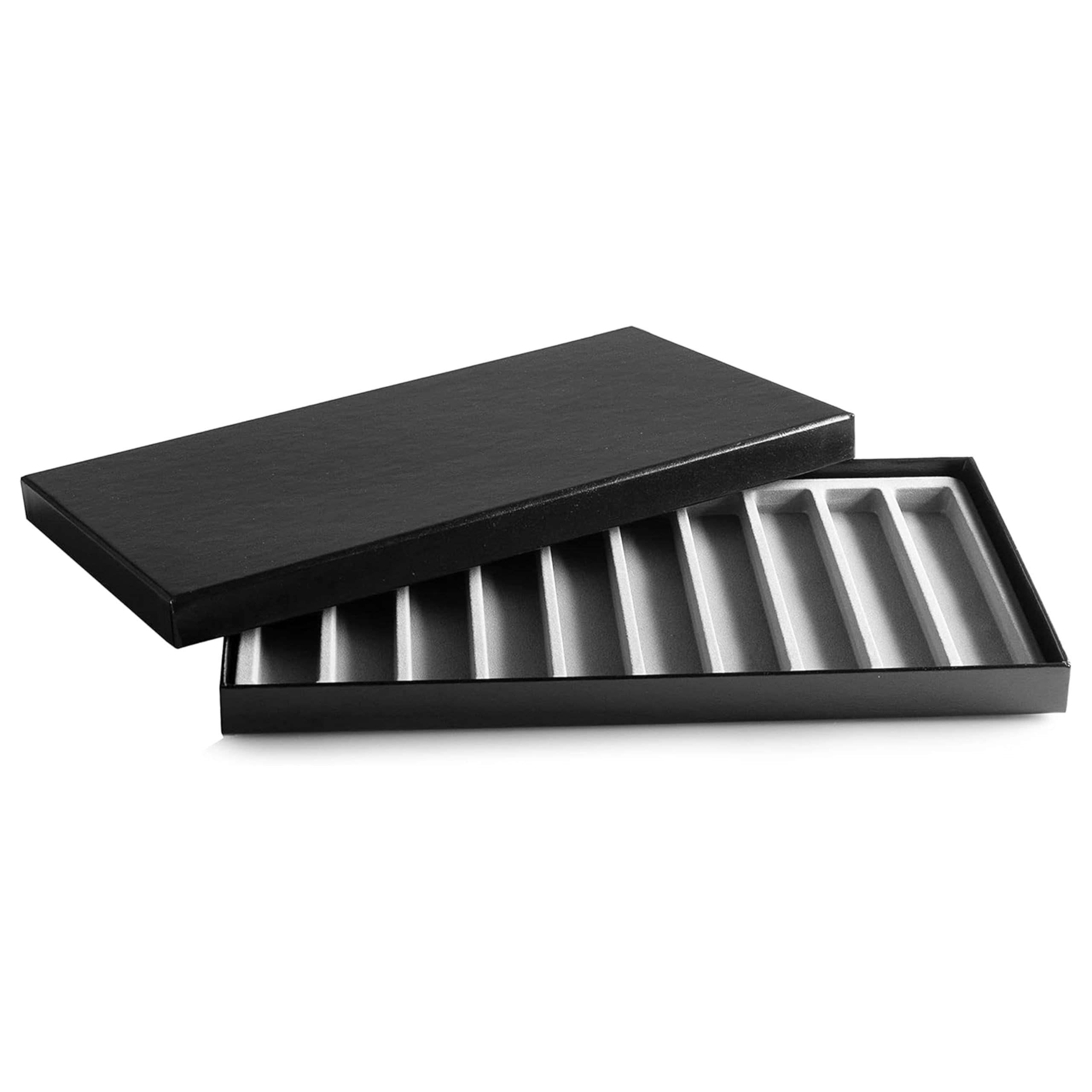 Novel Box Black Paperboard 10 Slot Jewelry Organizer Tray 14.75x8.25x1 ...